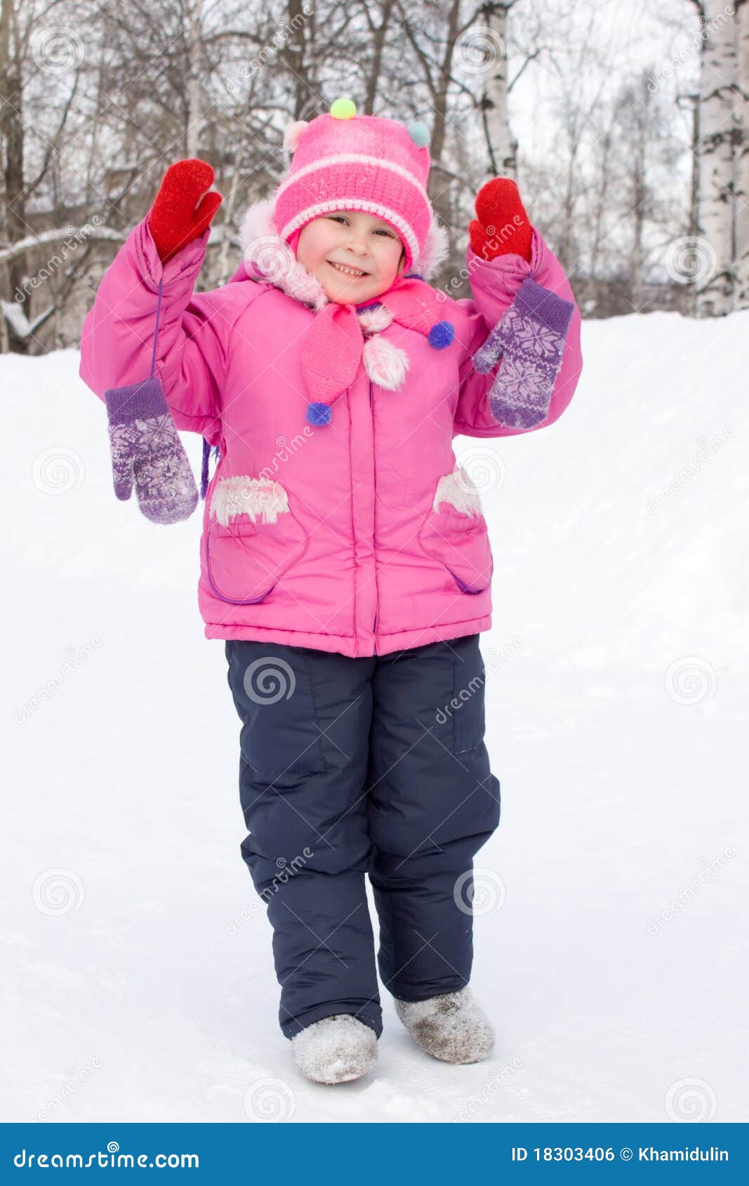 Girl stock photo. Image of little, mittens, happiness - 18303406