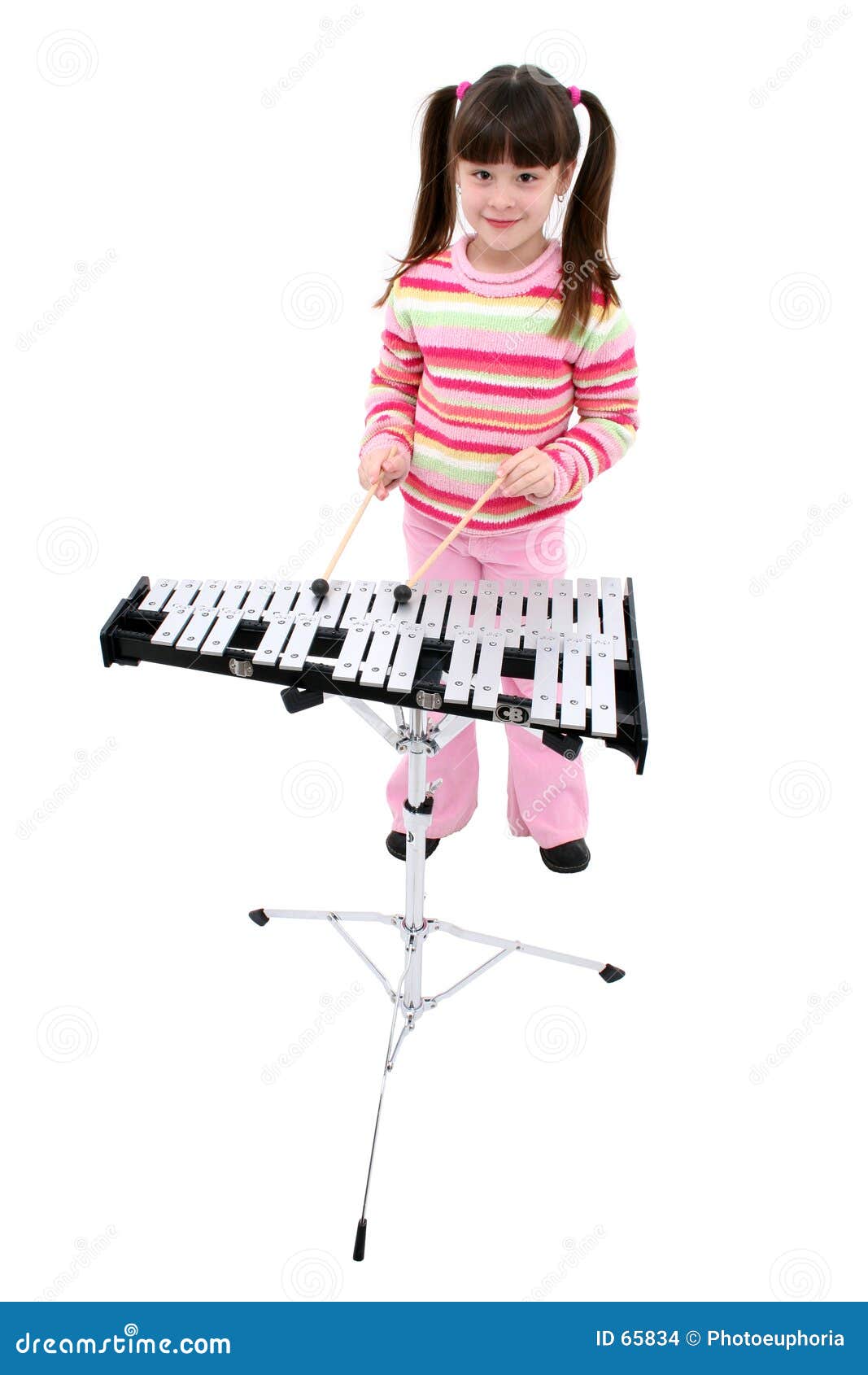 Girl (7 Years) Playing the Bells Stock Photo - Image of music, school ...