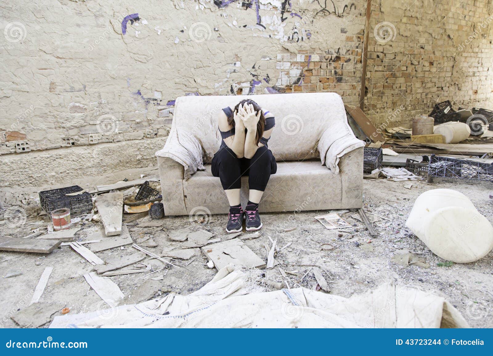 Girl in abandoned house stock photo. Image of interior - 43723244