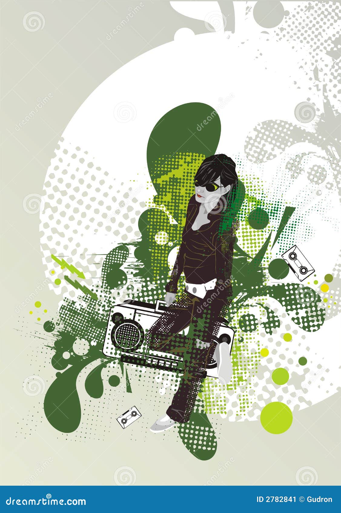 Girl on Abstract Retro Texture Stock Vector - Illustration of flyer ...