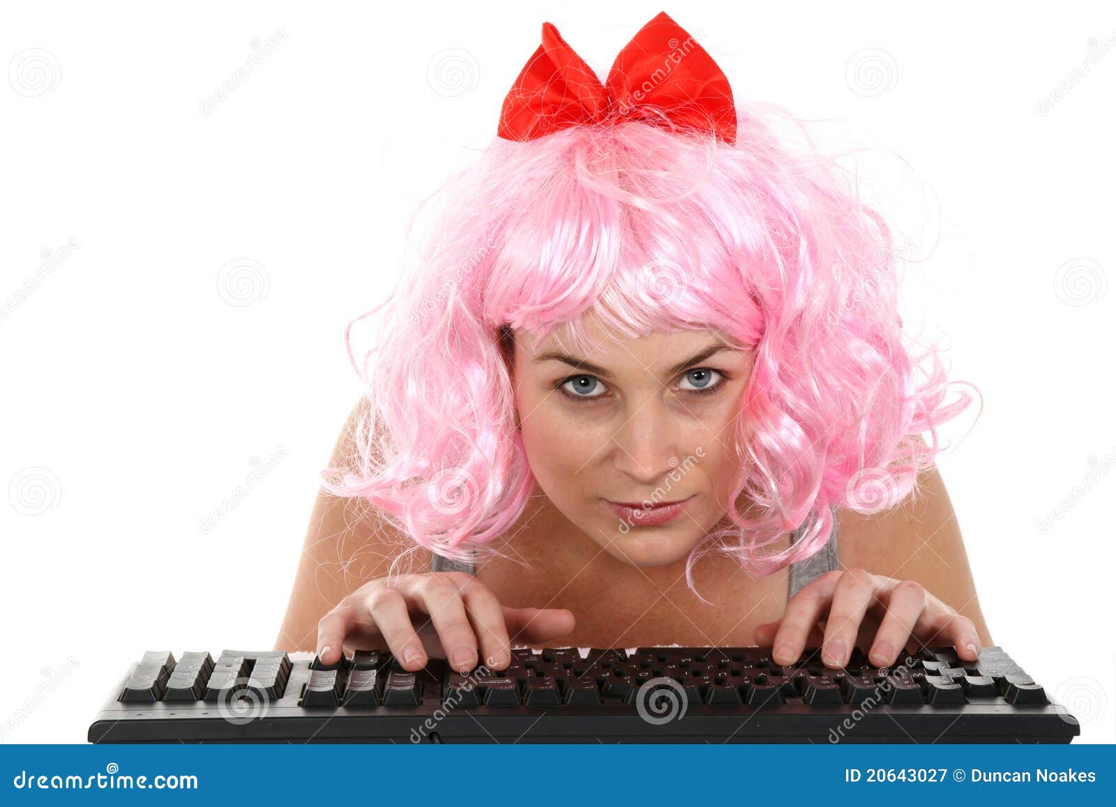 Girl Addicted To Internet and Computer Stock Image - Image of eyes ...