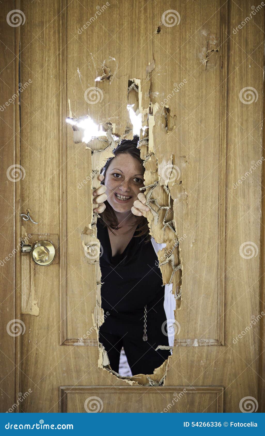 Girl aggressive door stock photo. Image of crazy, darkness - 54266336