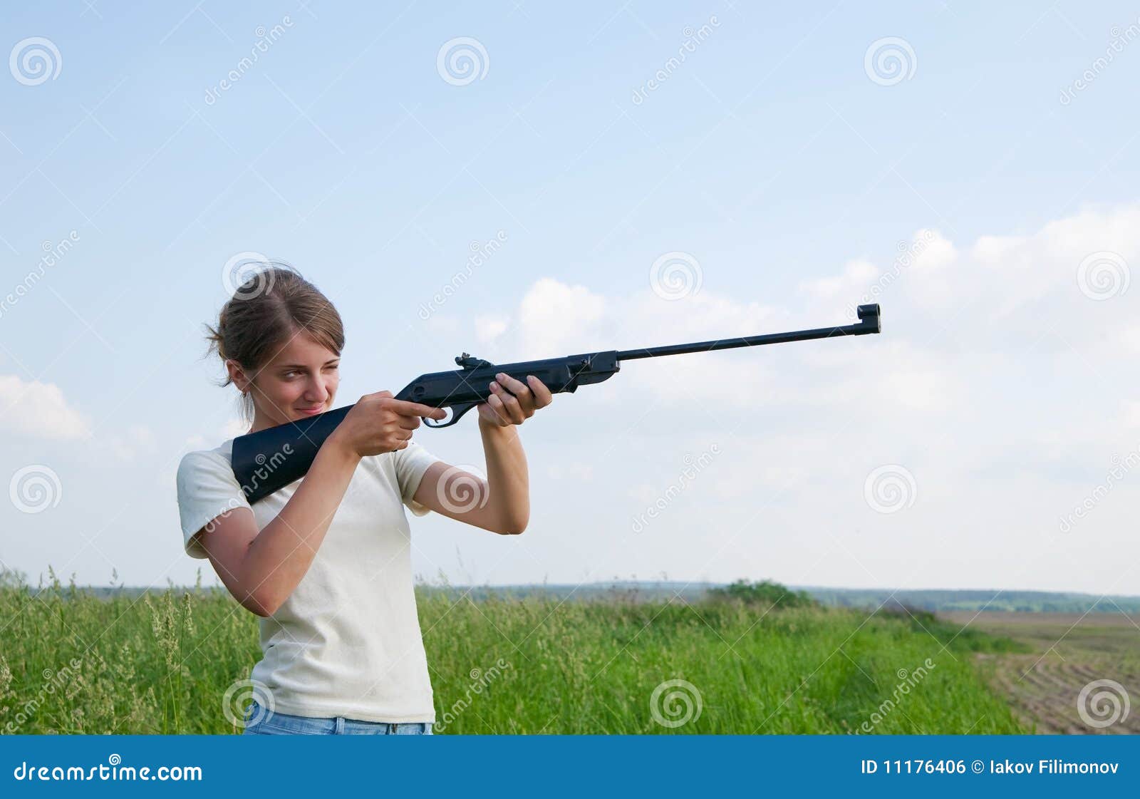 Girl with air rifle stock photo. Image of military, sight - 11176406