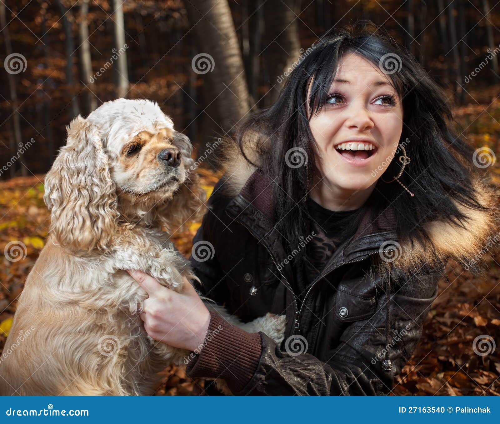 Girl and American Cocker Spaniel Stock Photo - Image of happy, face ...