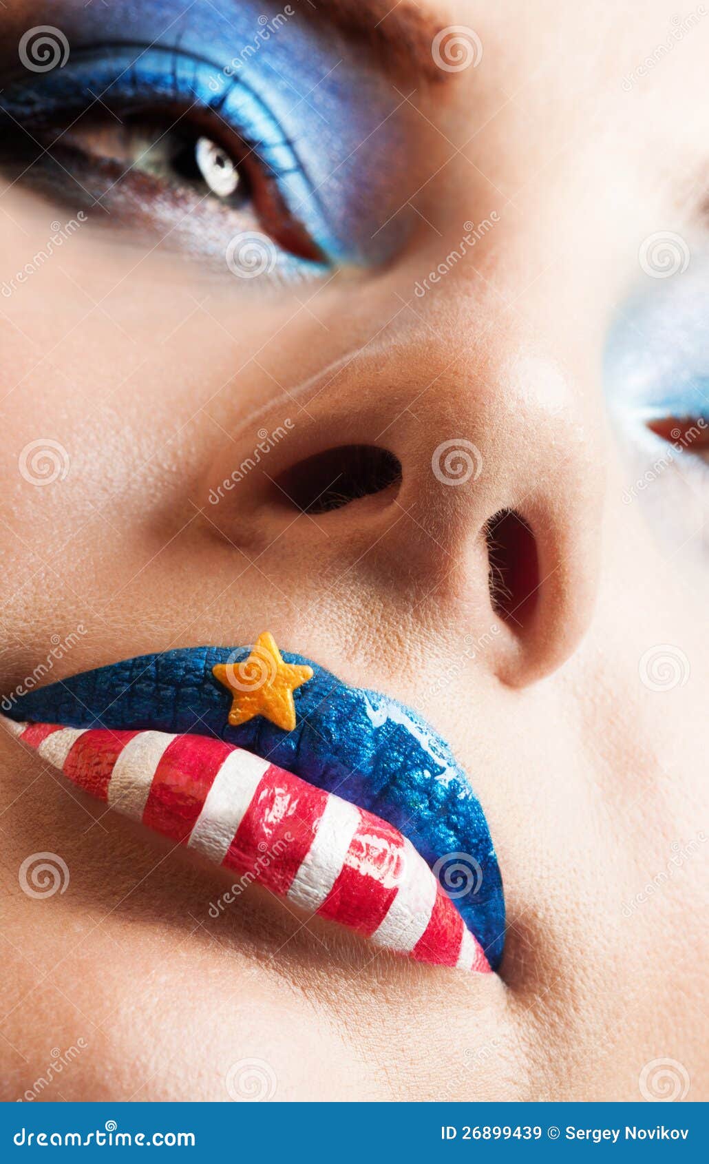 Girl with American Flag on Lips Stock Image - Image of happy, celebrate ...