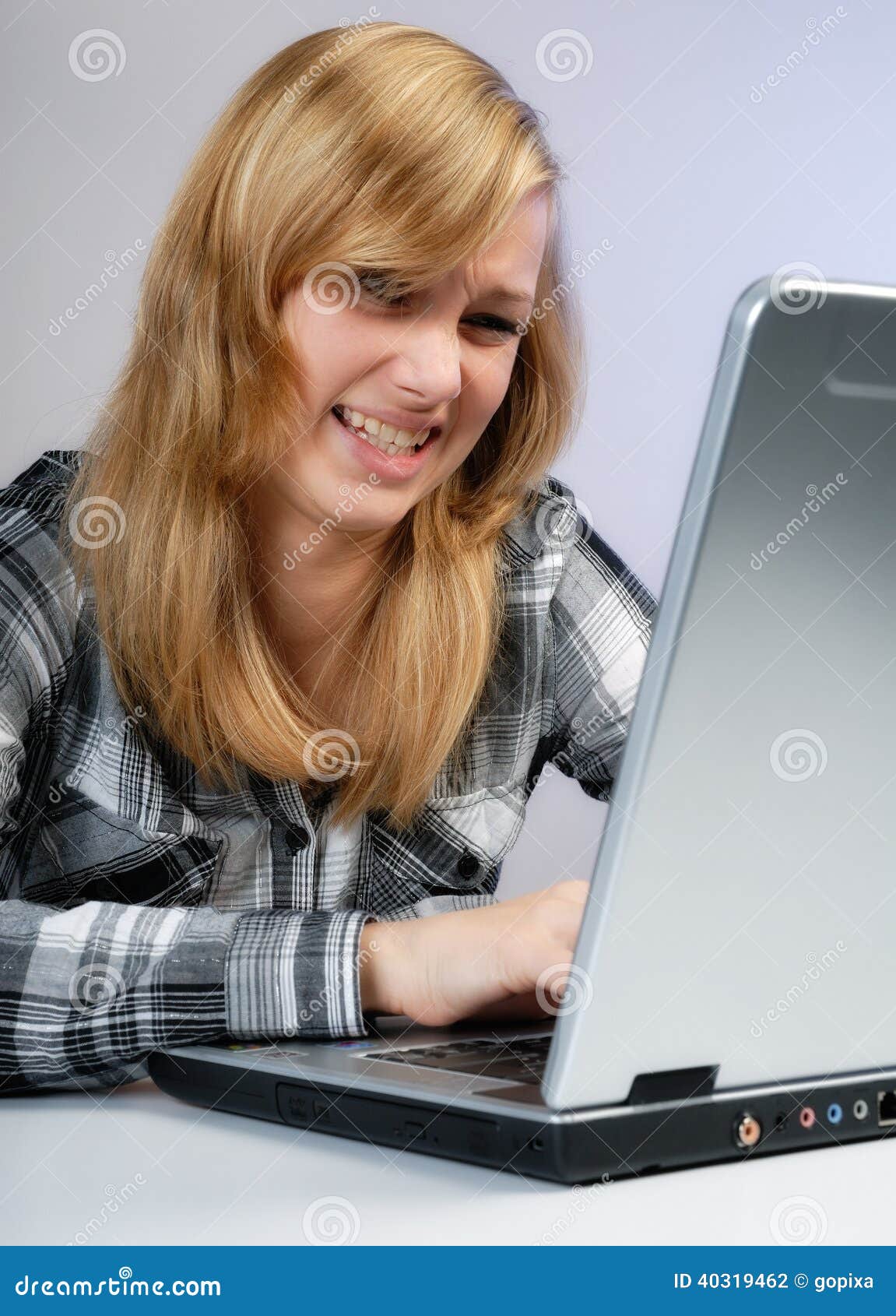 Girl is Annoyed by the Computer Stock Photo - Image of teen, teenager ...