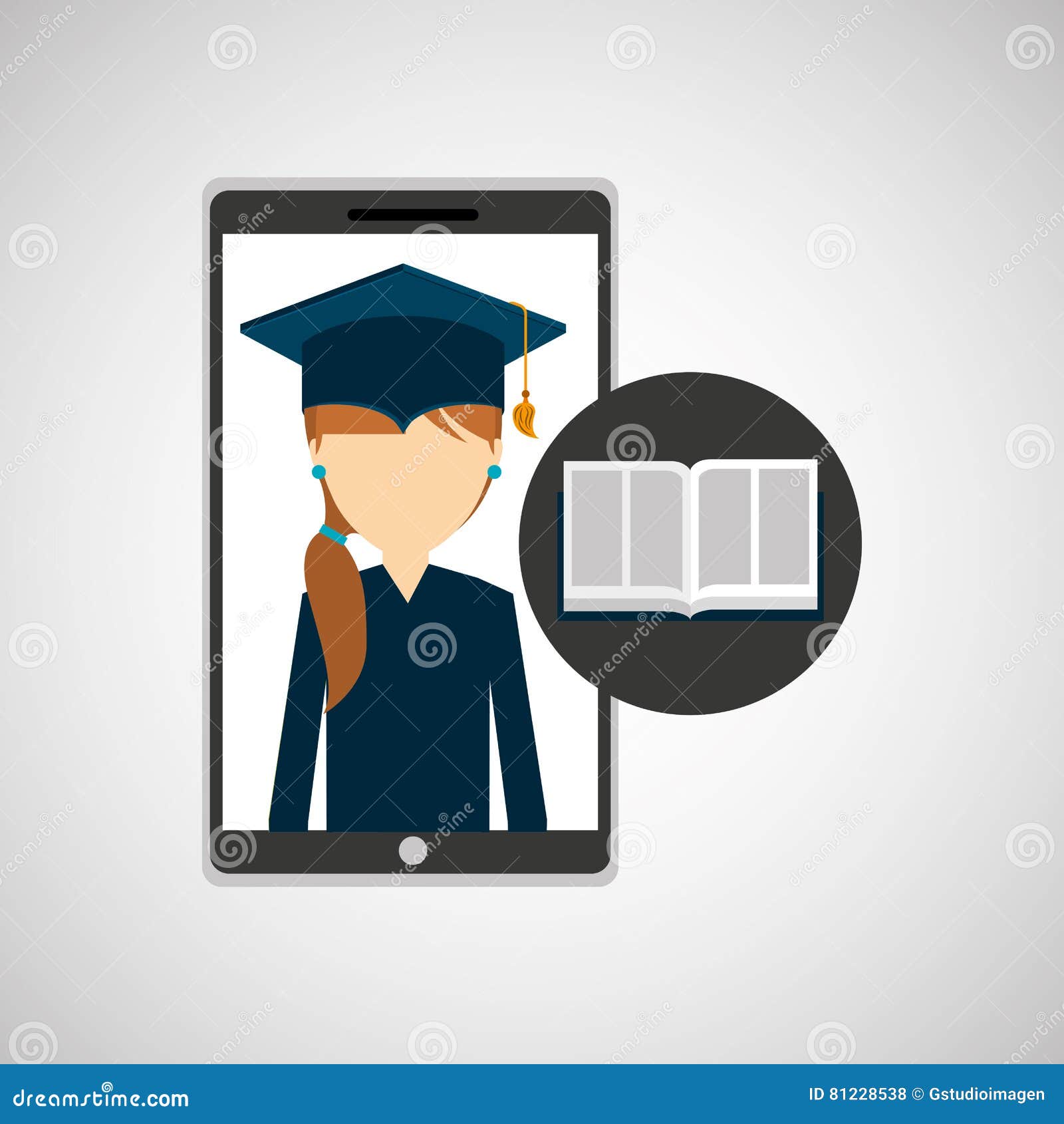 Girl App Education Online E-learning Stock Vector - Illustration of ...