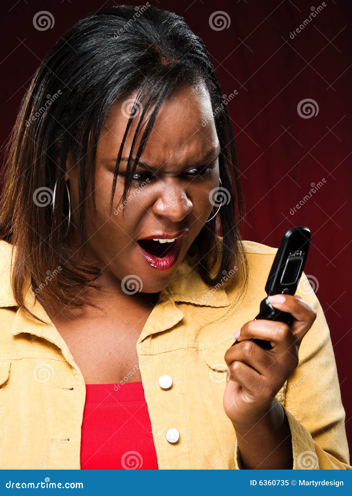 Girl Appalled while Using Cellphone Stock Image - Image of network ...
