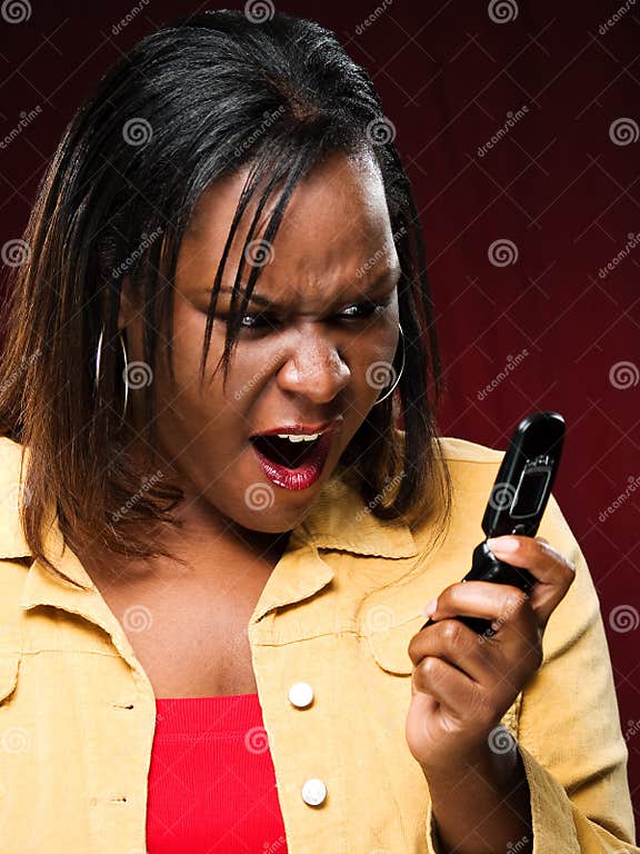 Girl Appalled while Using Cellphone Stock Image - Image of network ...