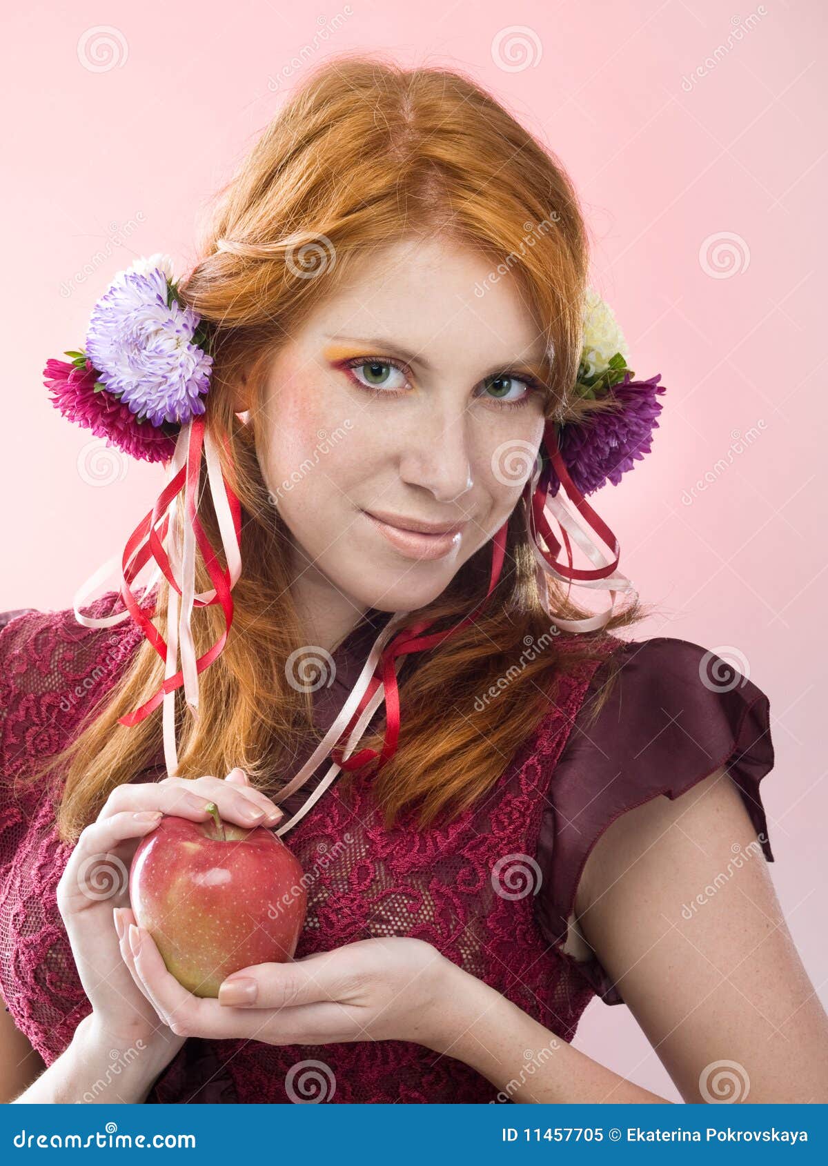 Girl with apple stock image. Image of happiness, beauty - 11457705