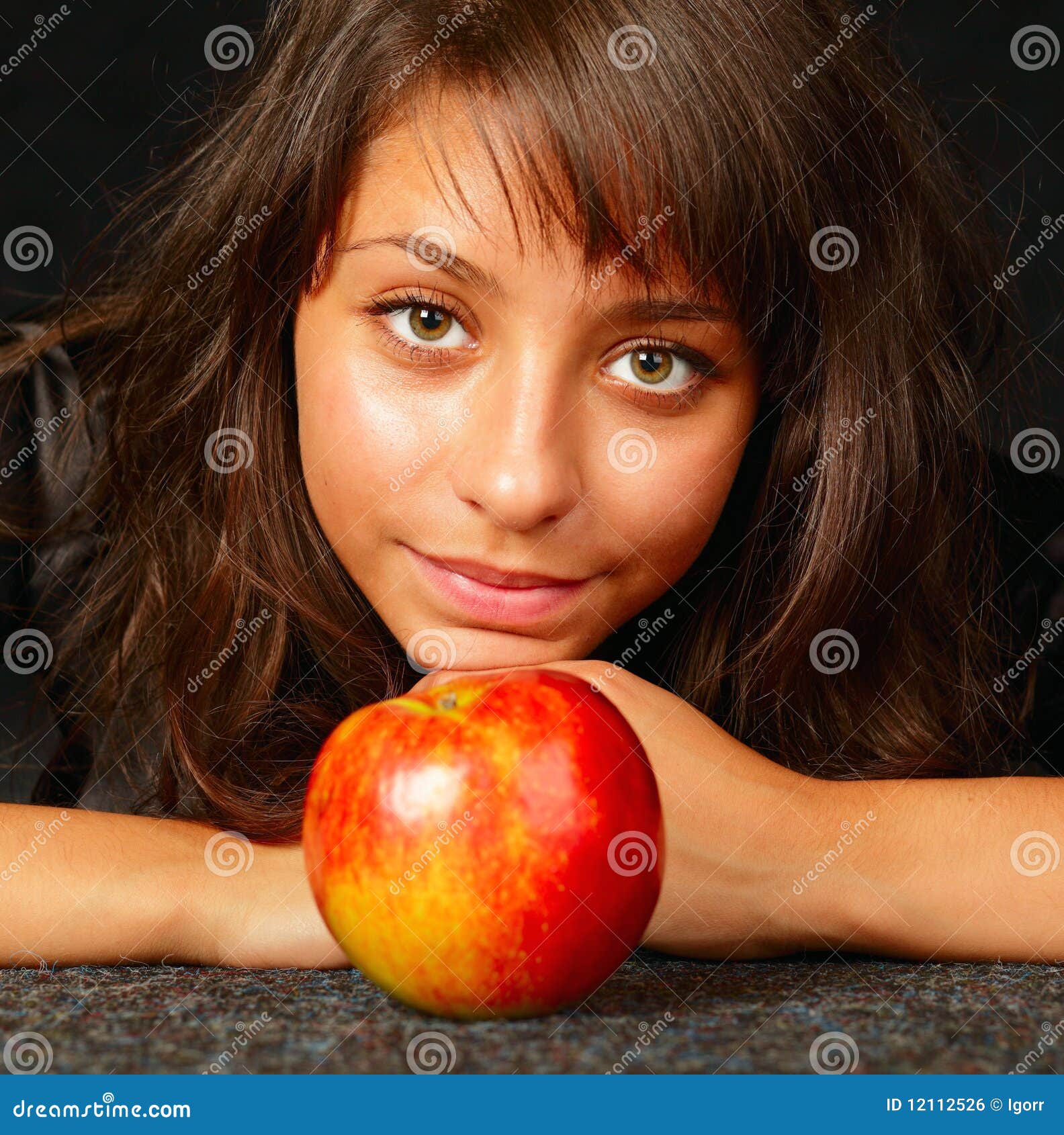 Girl with apple stock photo. Image of healthy, attractive - 12112526