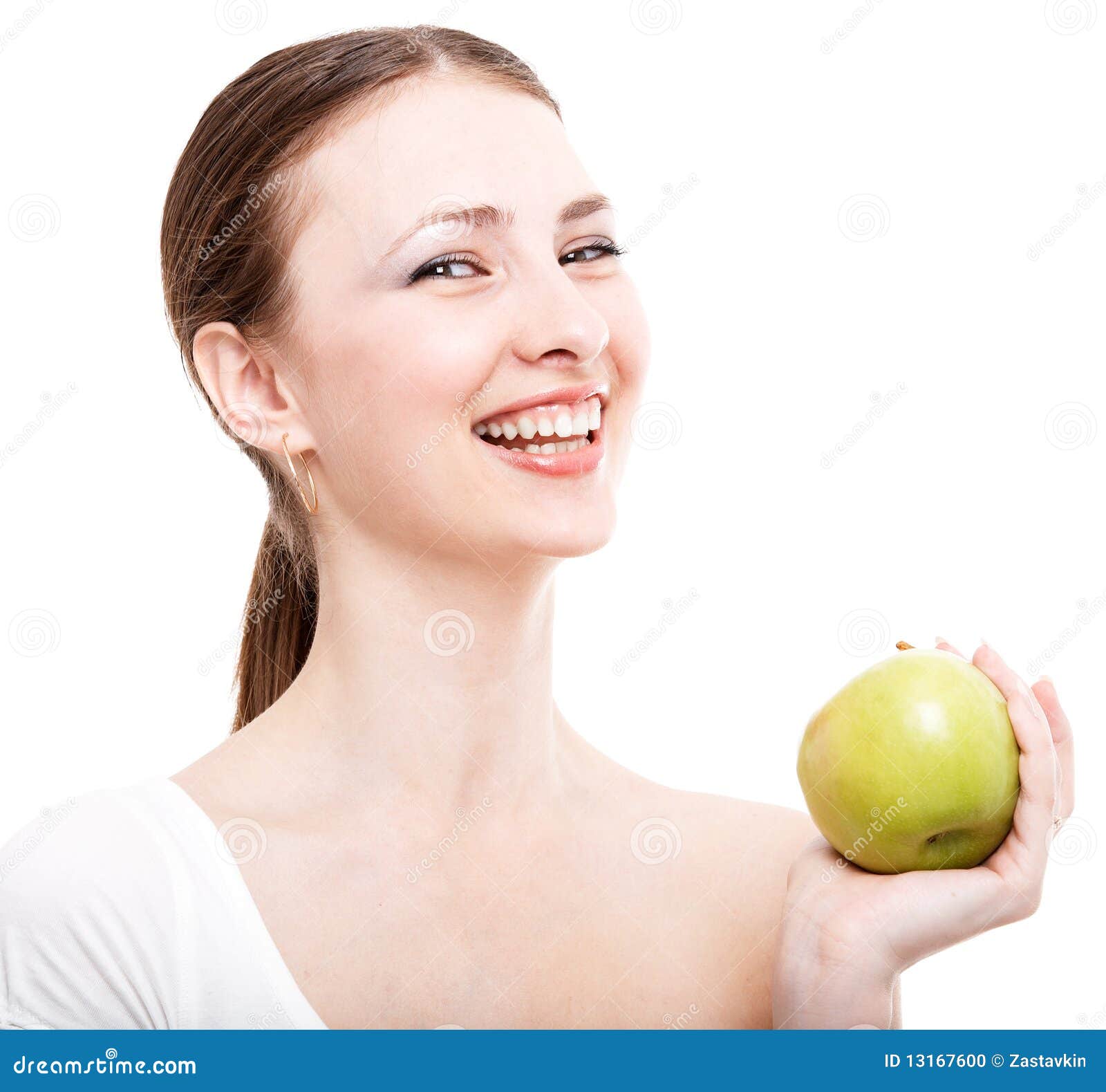 Girl with apple stock photo. Image of caucasian, laughing - 13167600