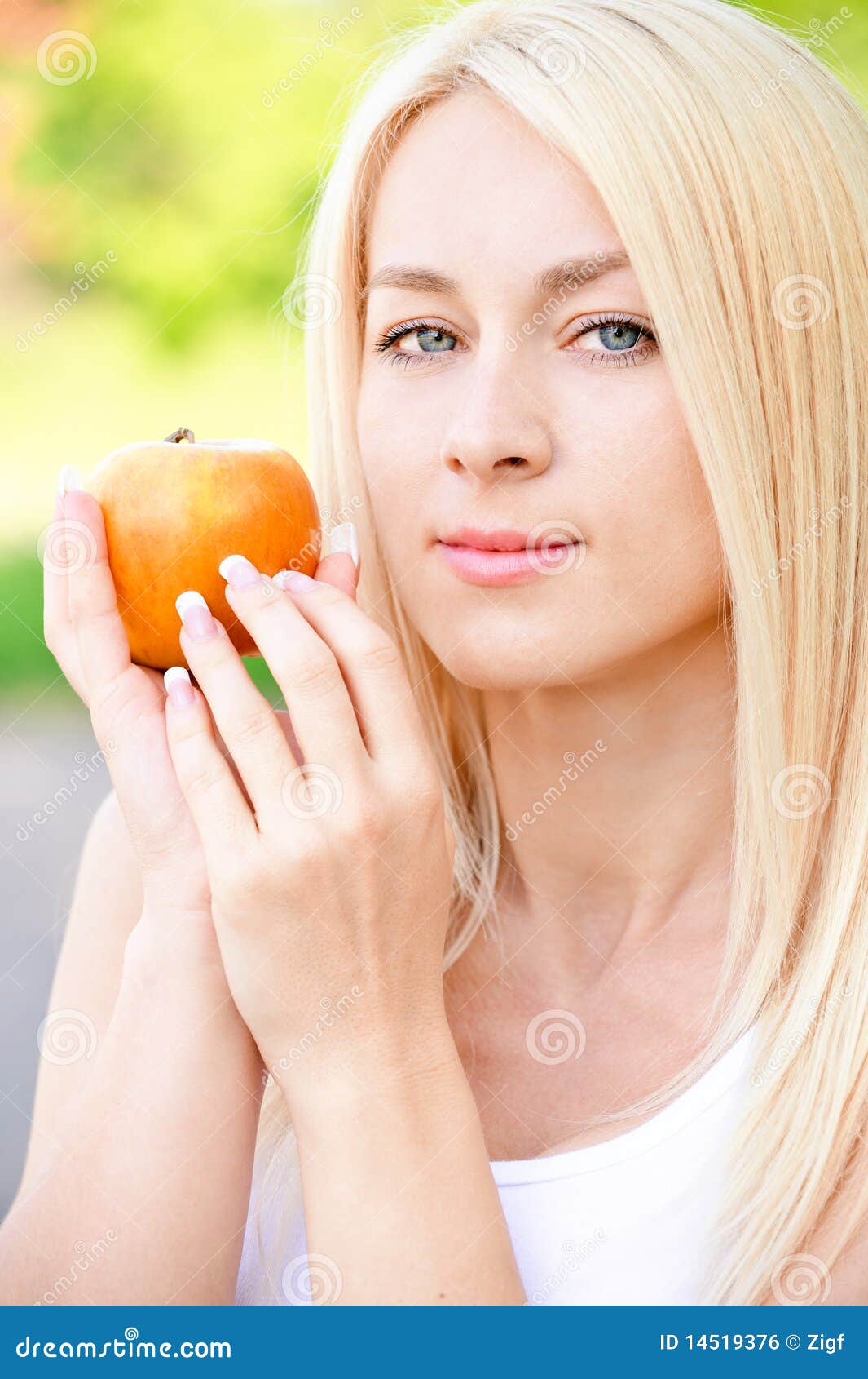 Girl with apple stock photo. Image of gorgeous, hair - 14519376