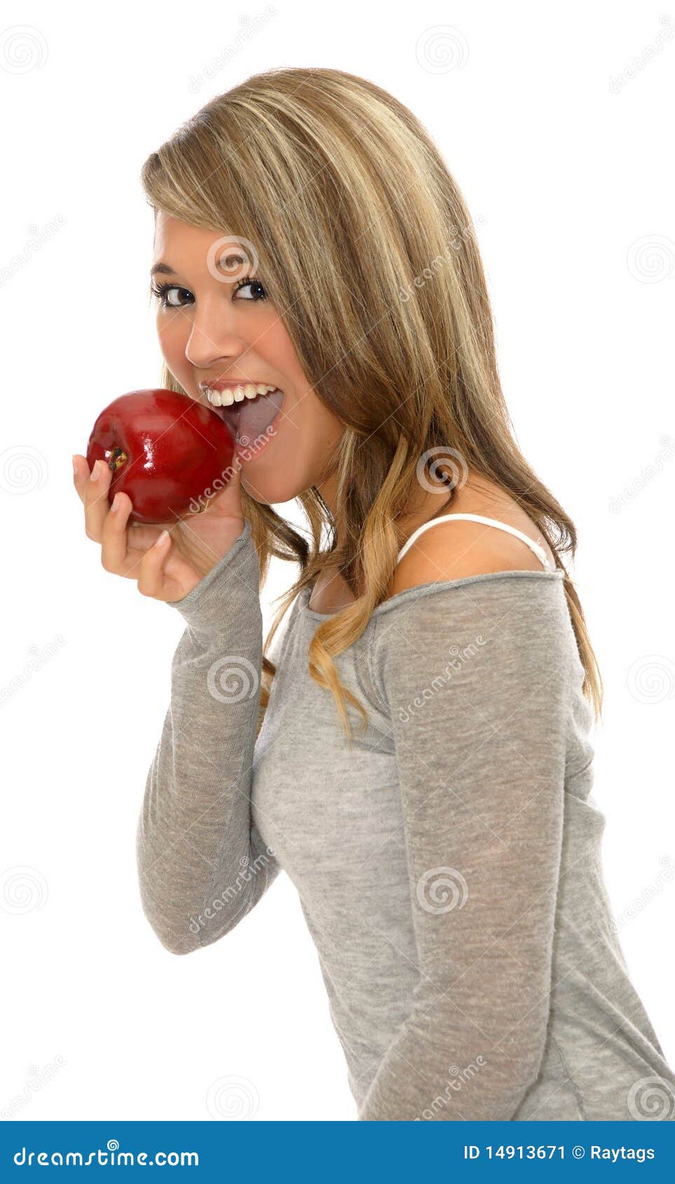 Girl with apple stock image. Image of beautiful, lady - 14913671