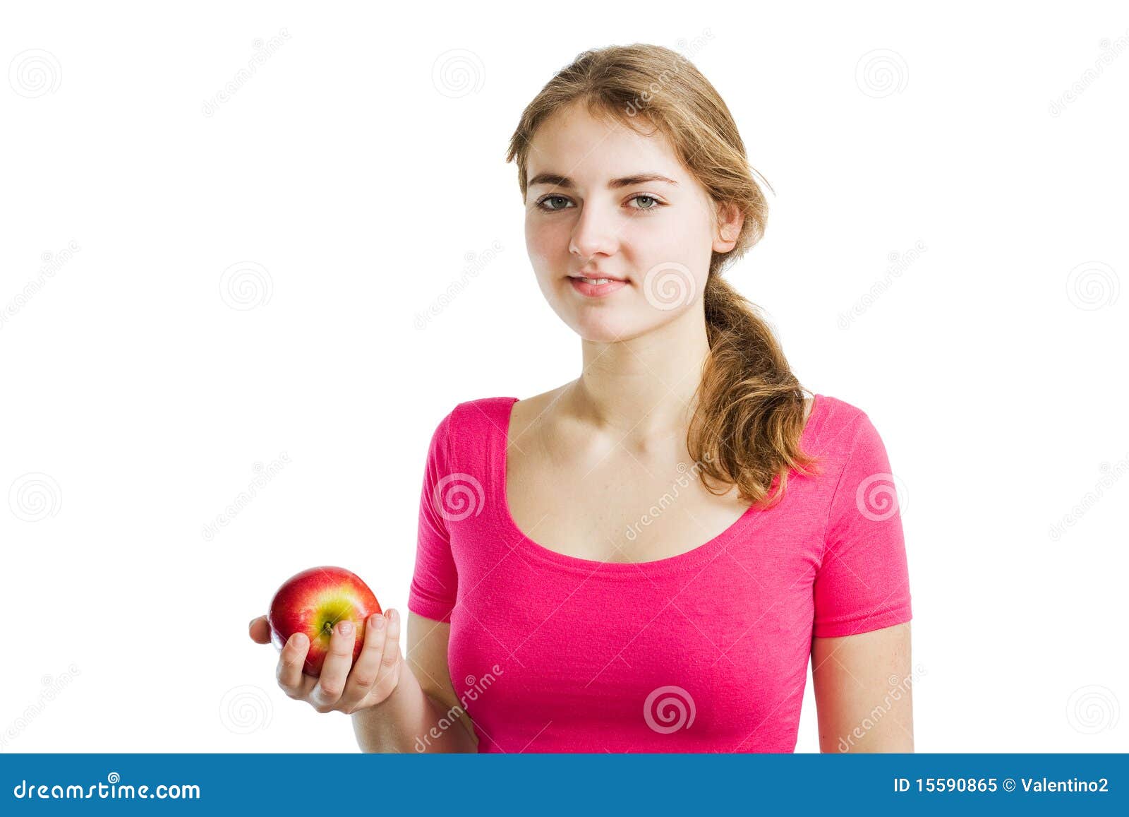 Girl with apple stock image. Image of people, happiness - 15590865