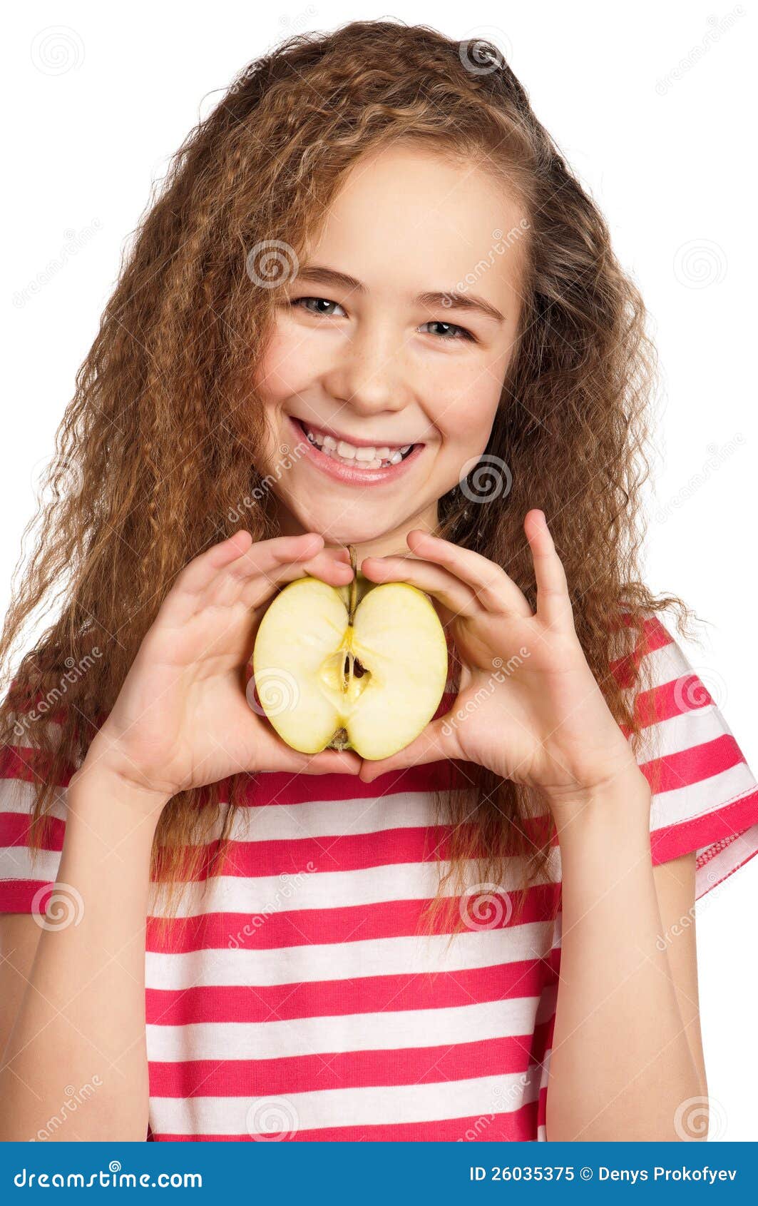 Girl with apple stock image. Image of beauty, female - 26035375
