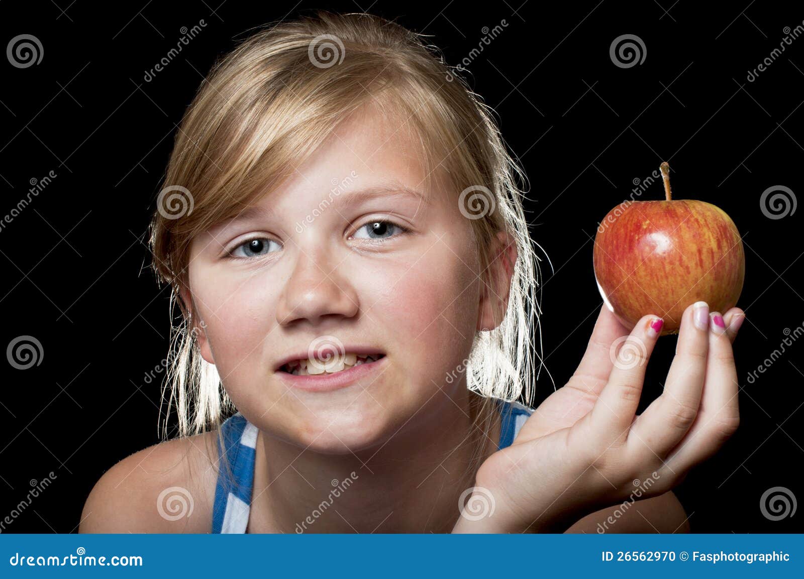 Girl with apple stock photo. Image of beauty, fresh, skin - 26562970