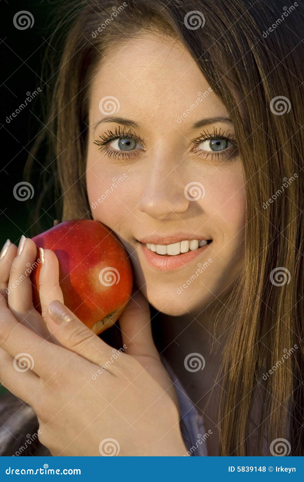 Girl with apple stock photo. Image of cute, beautiful - 5839148