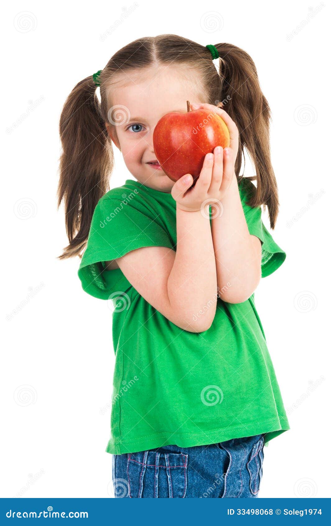 Girl with apple stock photo. Image of isolated, girl - 33498068