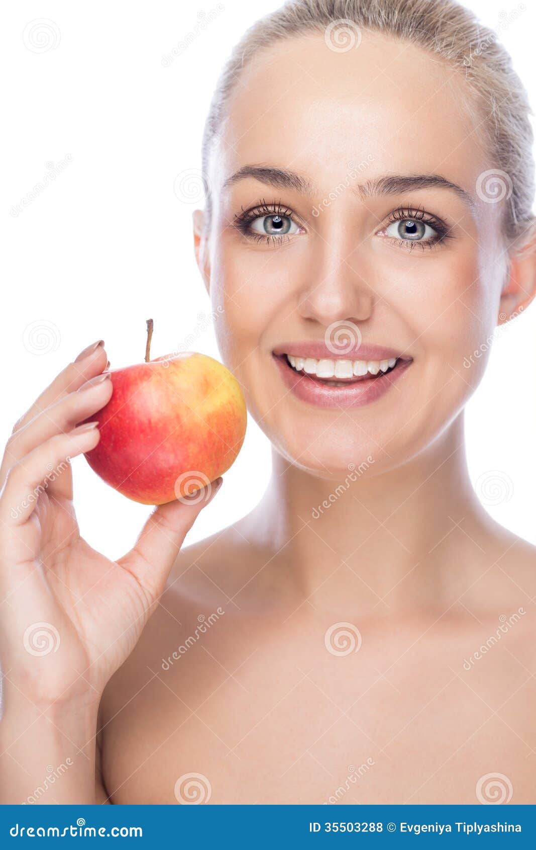 Girl with an apple stock photo. Image of natural, face - 35503288