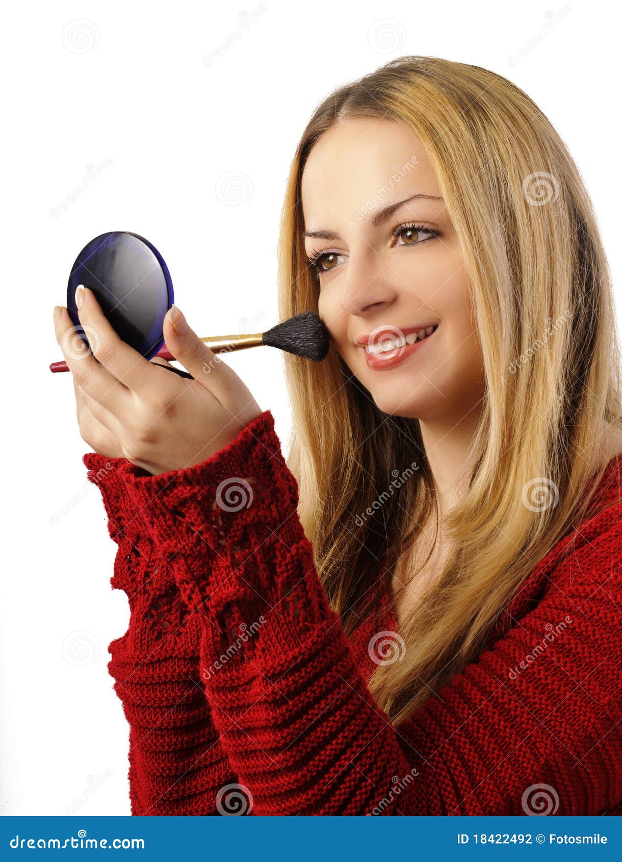 Girl applying blush stock photo. Image of beautiful, wellbeing - 18422492