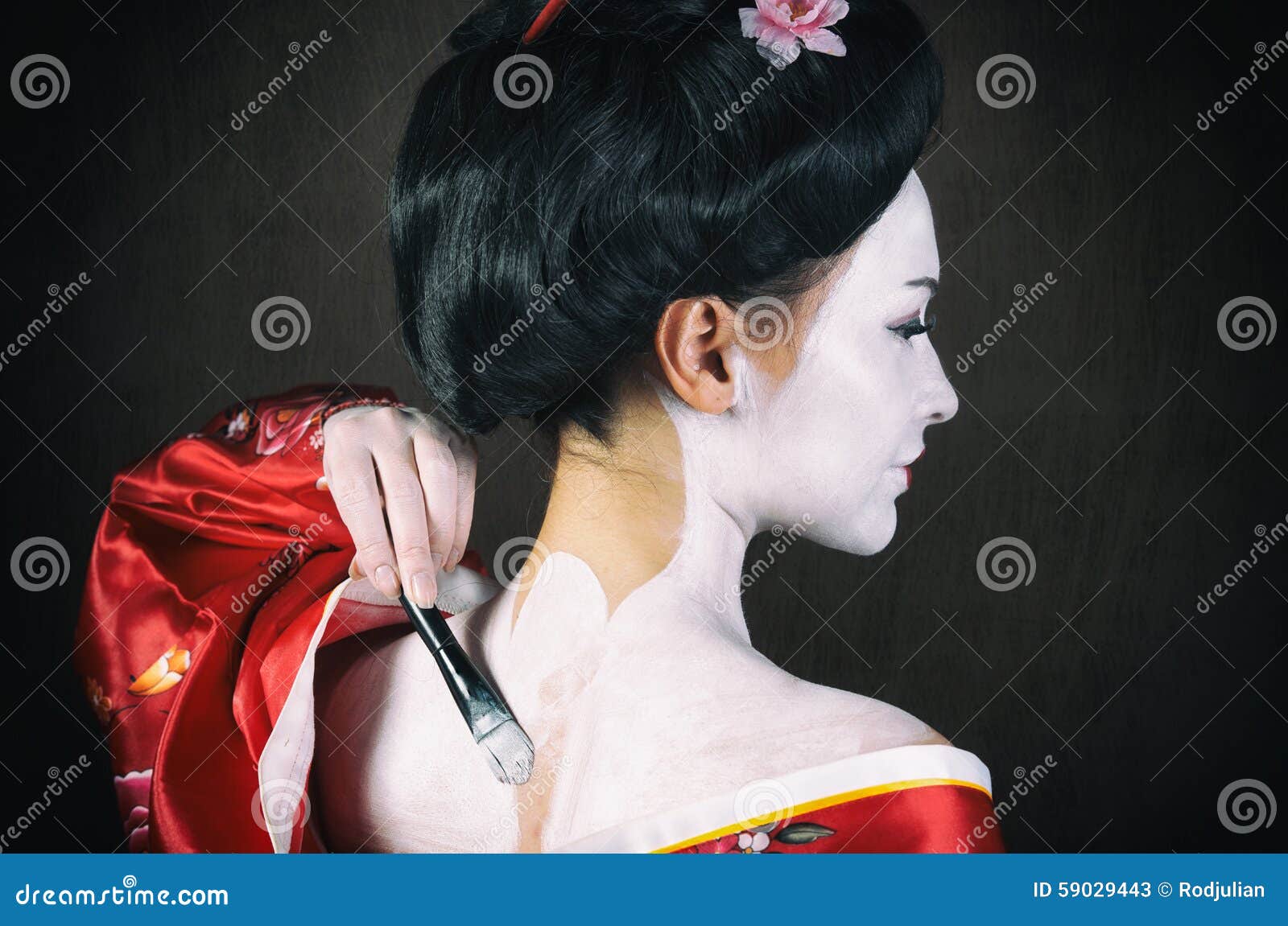 Girl Applying Geisha Makeup Stock Image - Image of historical, exotic ...