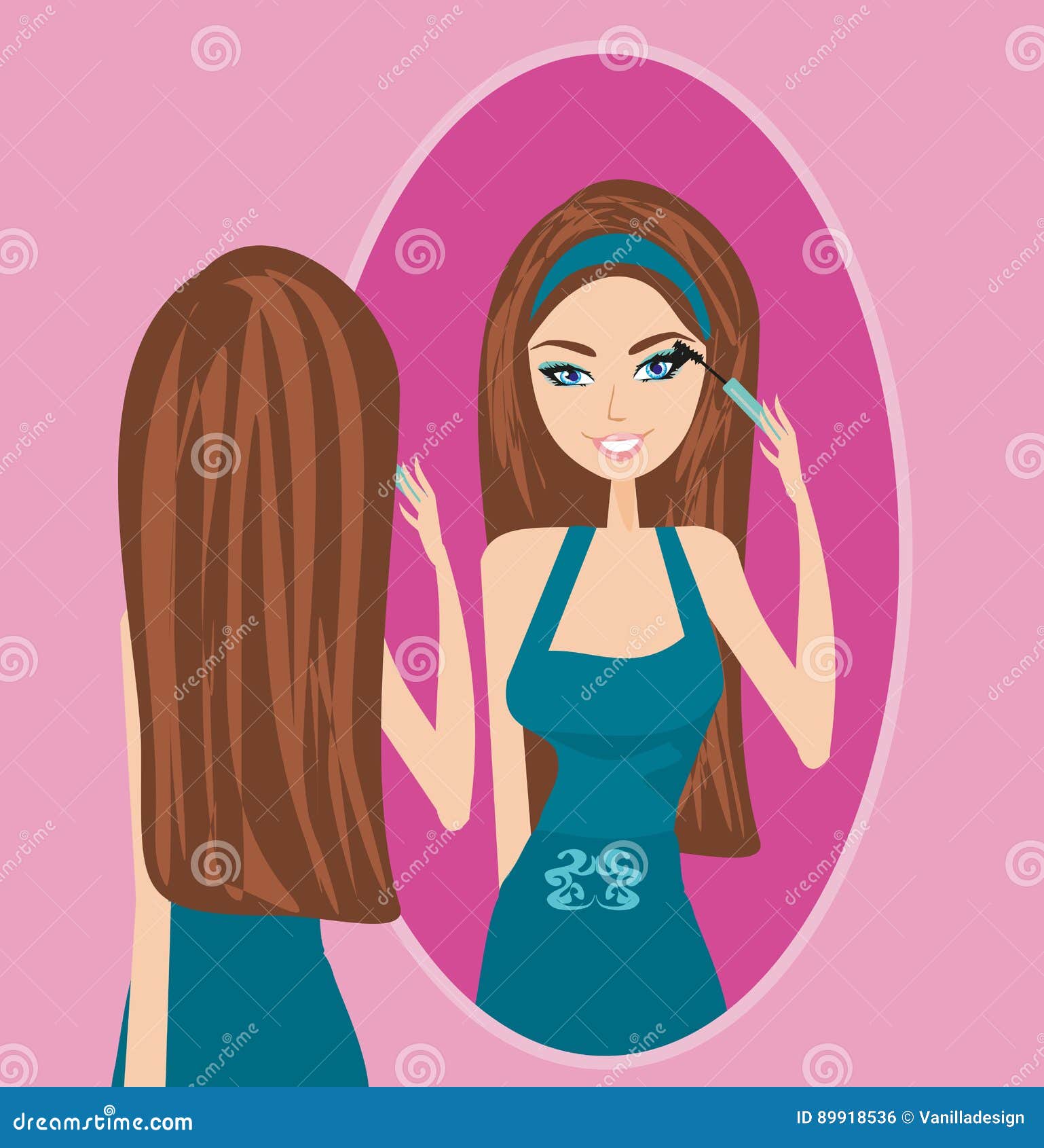 Applying Make-up Illustration Cartoon Vector | CartoonDealer.com #5107789