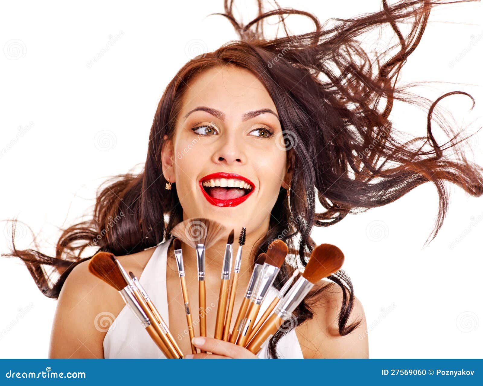 Girl applying makeup. stock photo. Image of skincare - 27569060