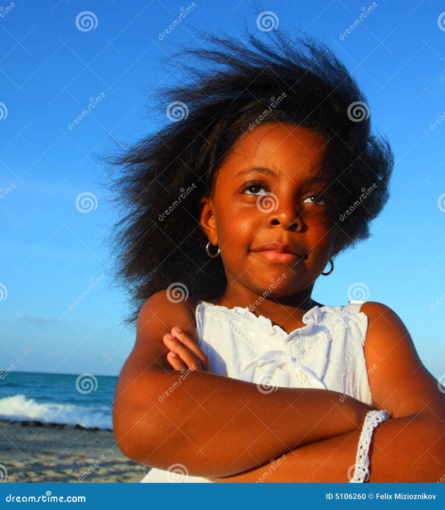 Girl with Arms Closed stock photo. Image of arms, blue - 5106260