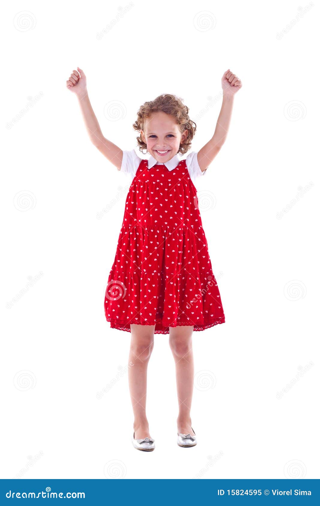Girl with arms raised stock image. Image of pink, denim - 15824595