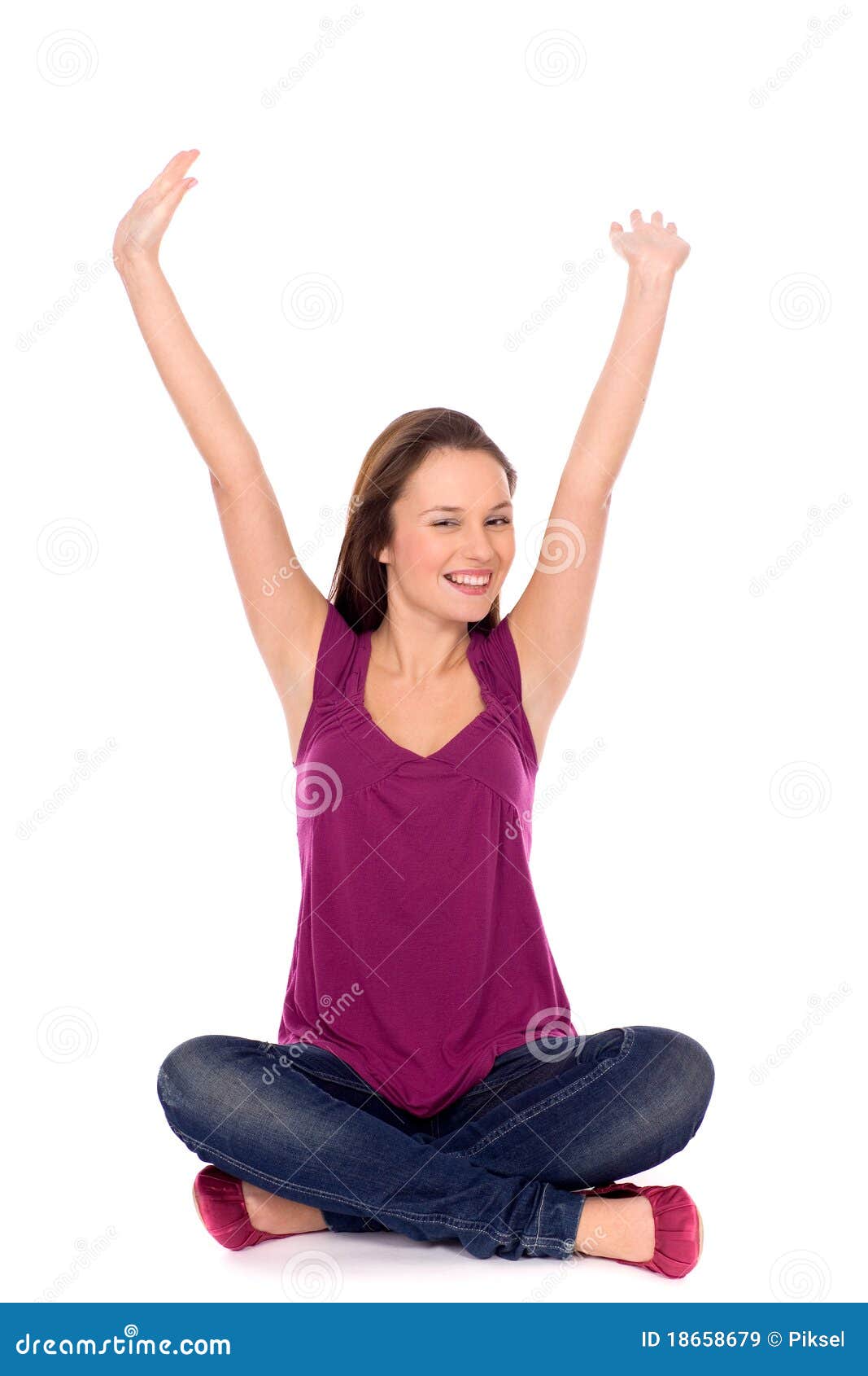 Girl with arms raised stock image. Image of caucasian - 18658679