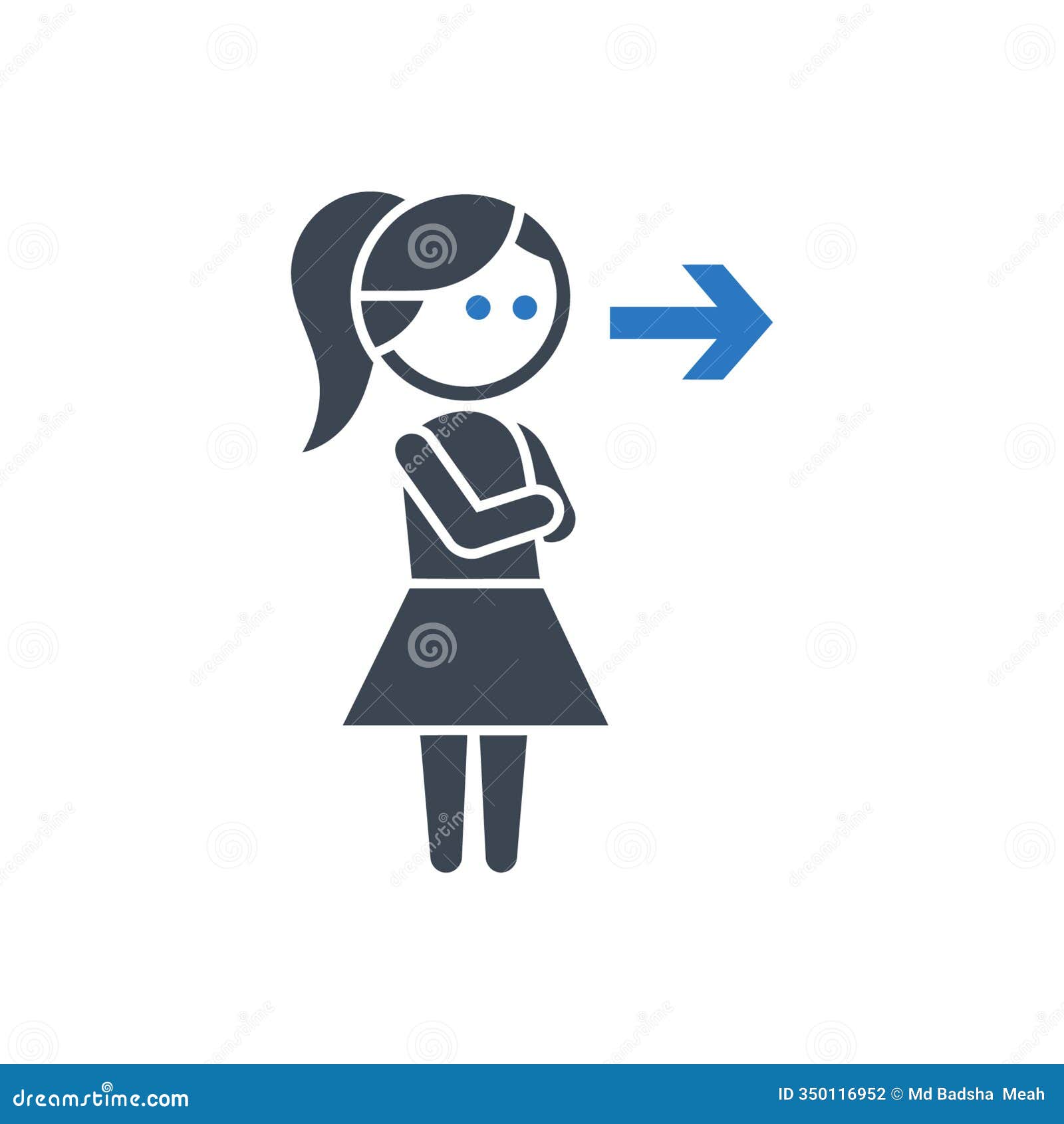 Girl Arrow Direction Icon stock illustration. Illustration of icon ...