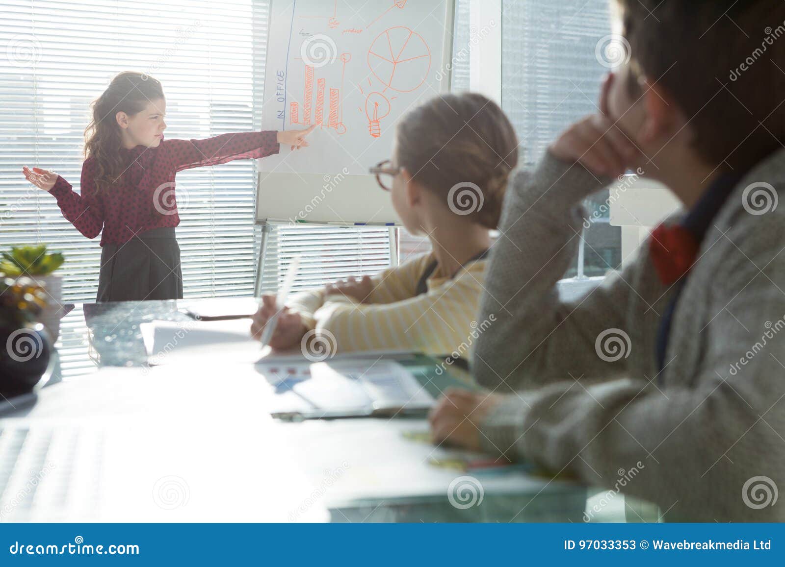 Girl As Business Executive Presenting Stock Image - Image of child ...