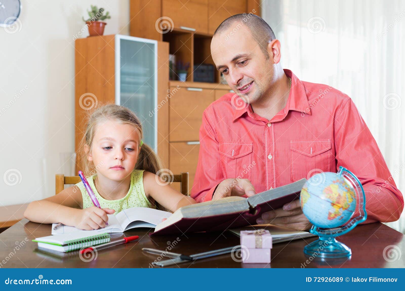 Girl Asking Father for Help Stock Image - Image of helping, american ...