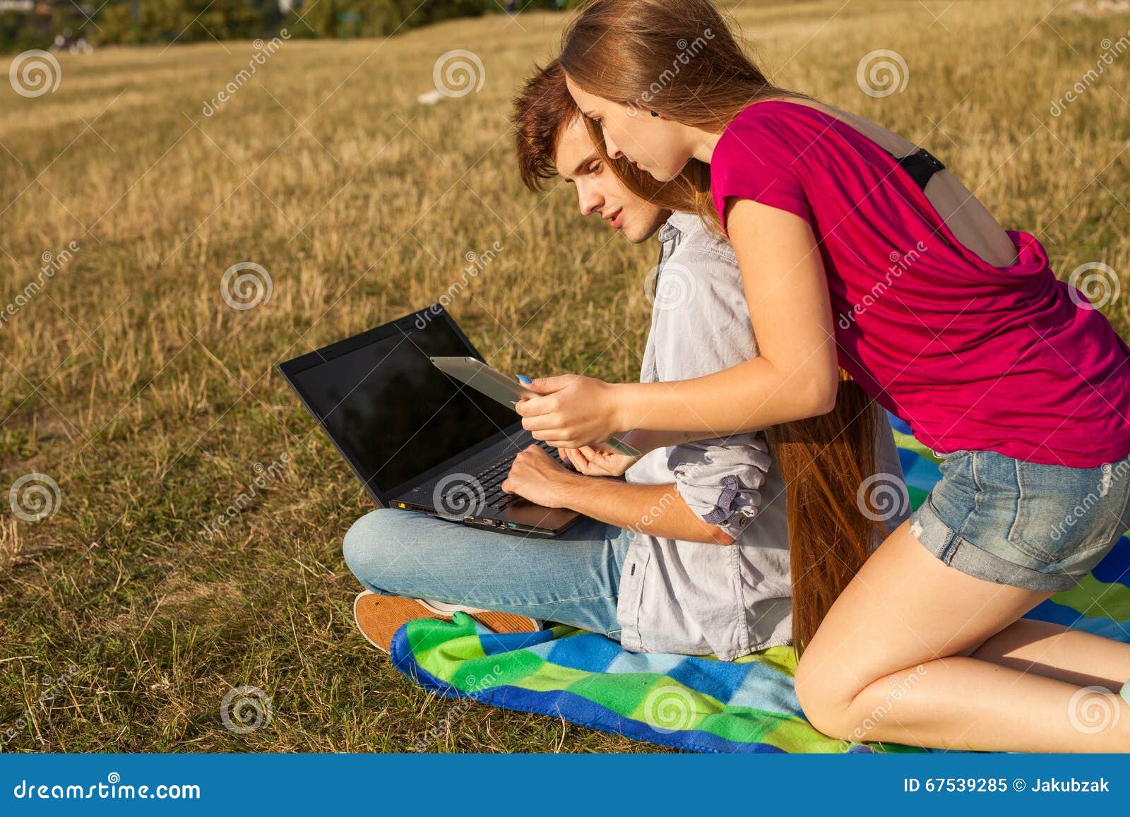 Girl Asking Her Friend for Help with Her Tablet Pc. Stock Image - Image ...