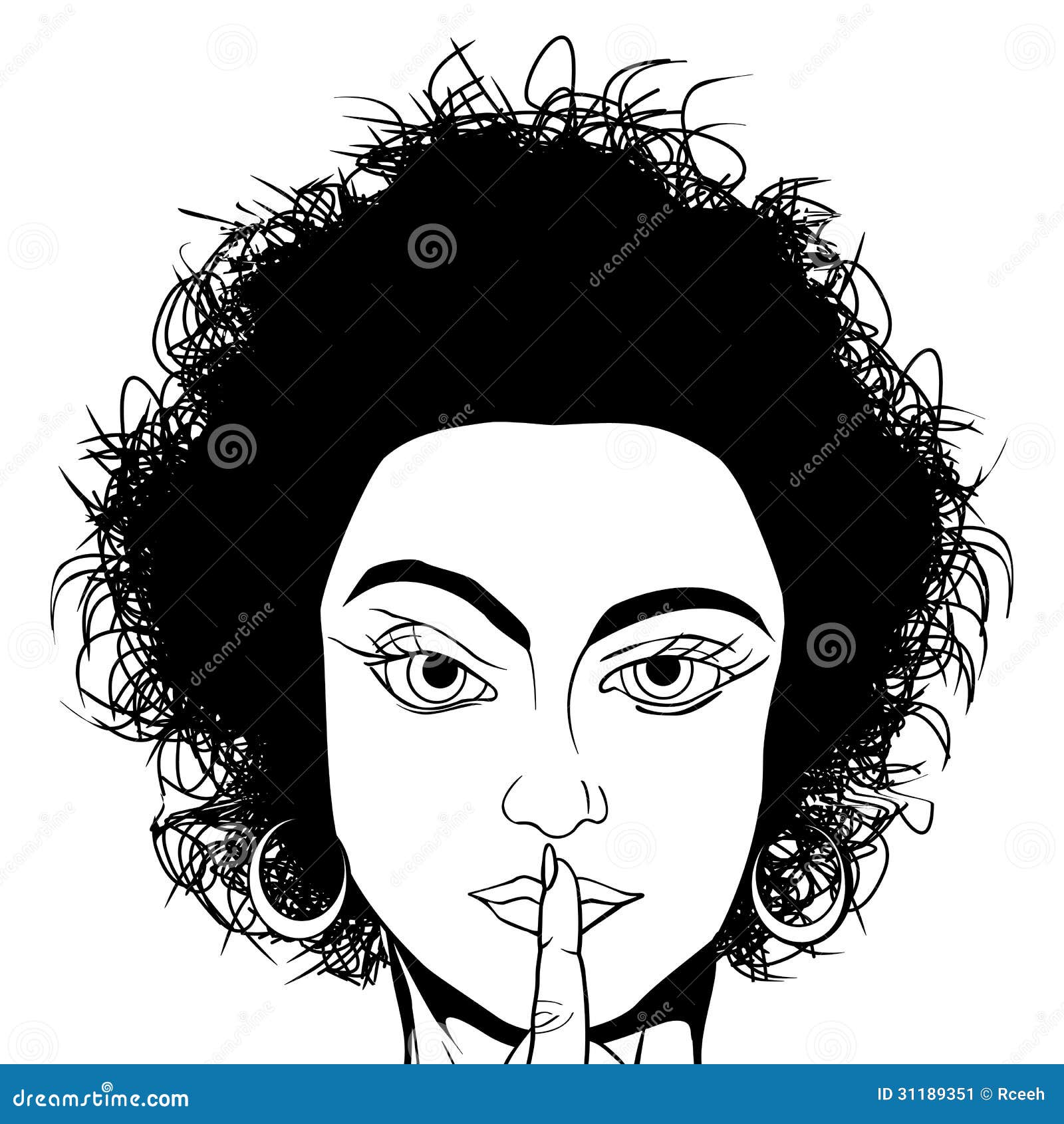 Girl asking for silence stock vector. Illustration of retro - 31189351