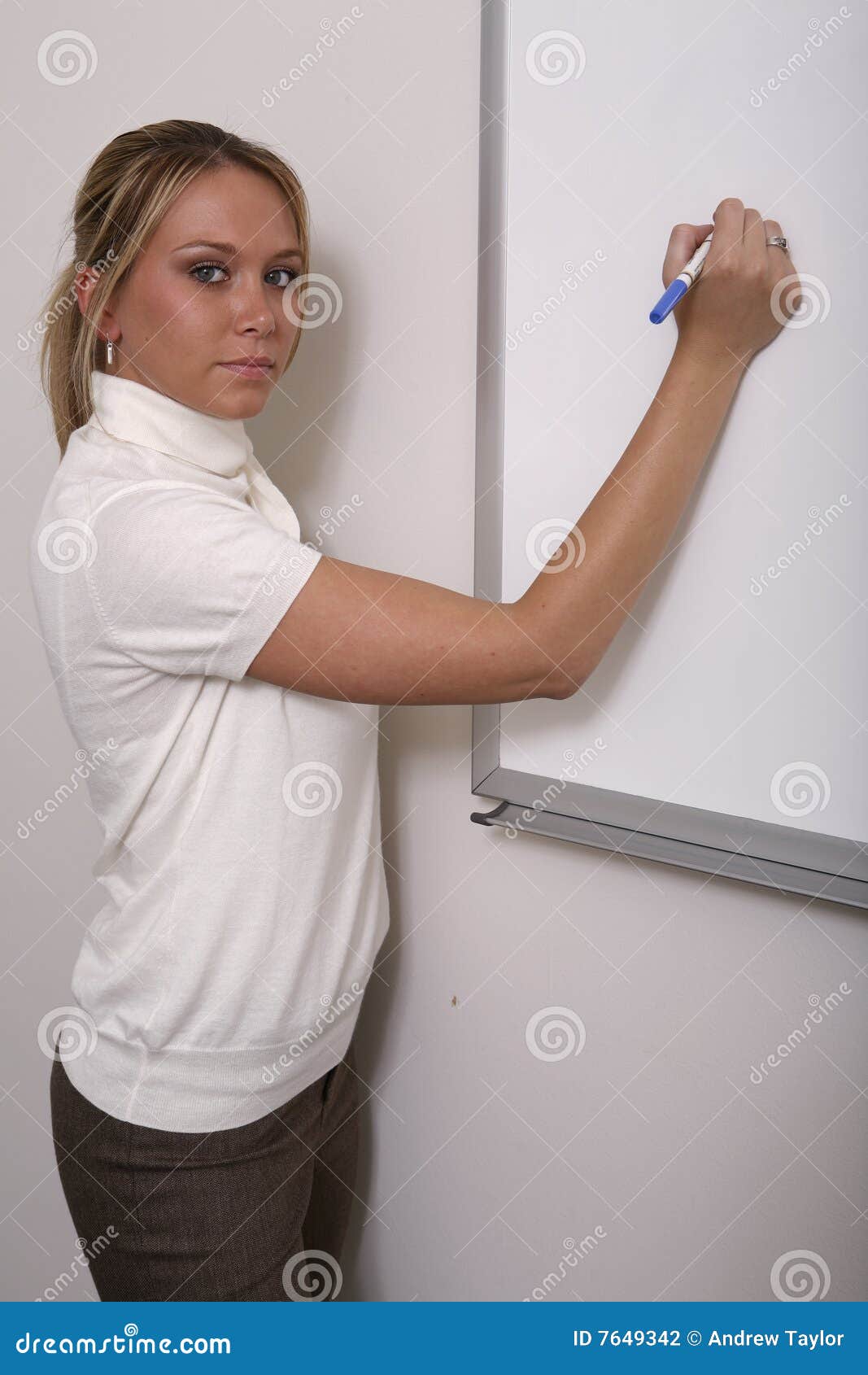 Girl Associate at Whiteboard Close Stock Photo - Image of woman, female ...