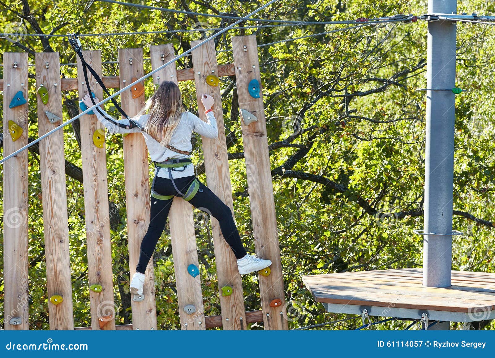 Girl Athlete Runs an Obstacle Course Stock Image - Image of danger ...