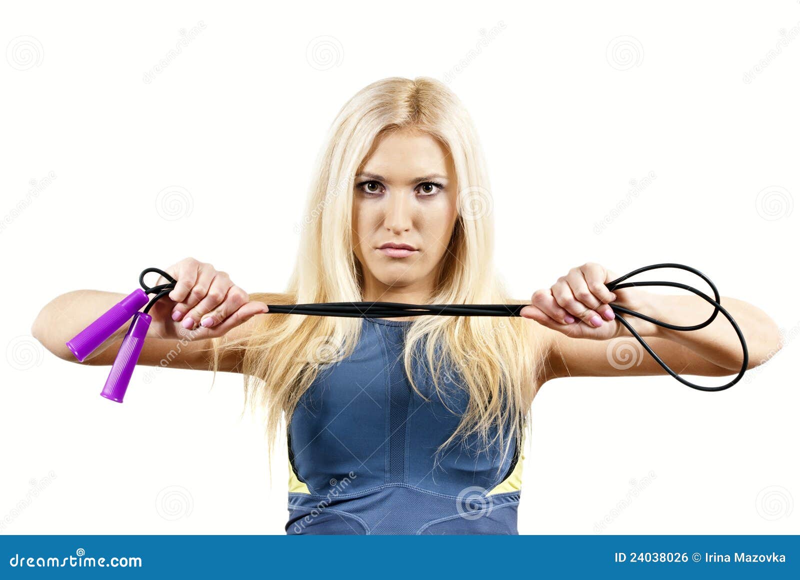 Girl Athlete Shows the Rope Stock Photo - Image of girl, rope: 24038026