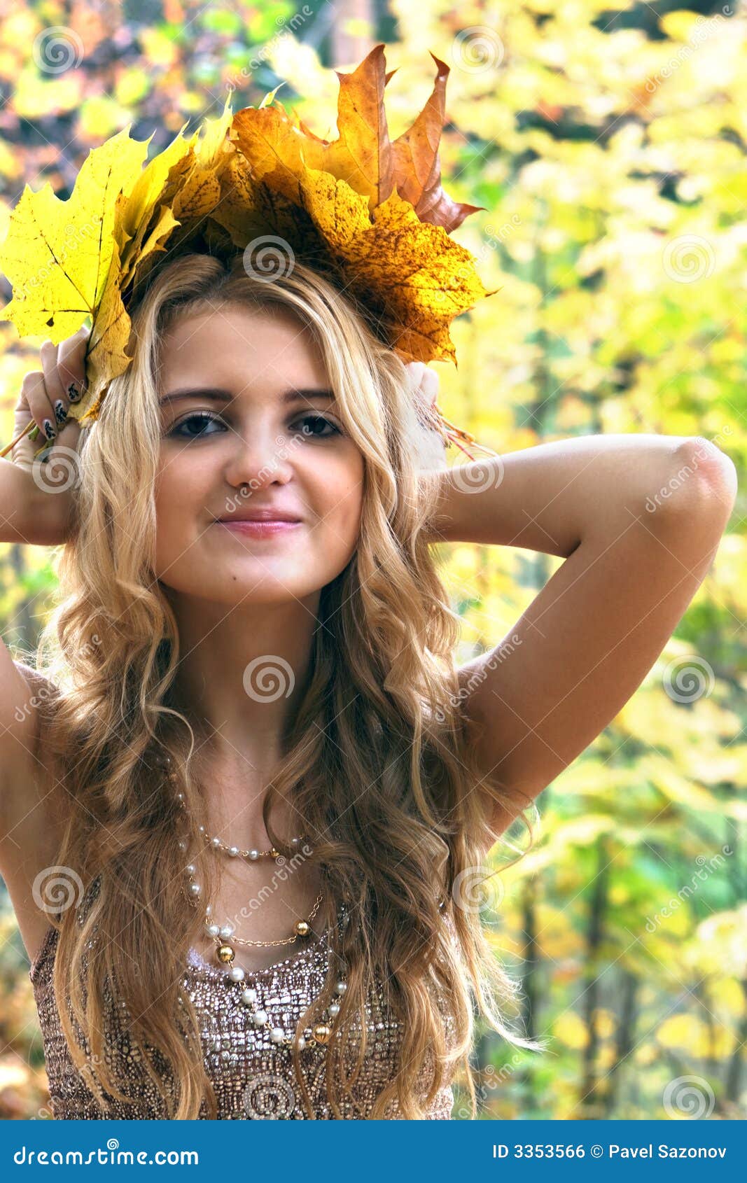 Girl with autumn leaves stock photo. Image of glamour - 3353566