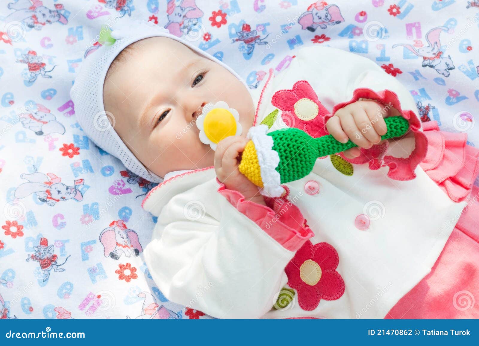 Girl Baby a Rattle Played Outdoors Stock Photo - Image of baby, play ...
