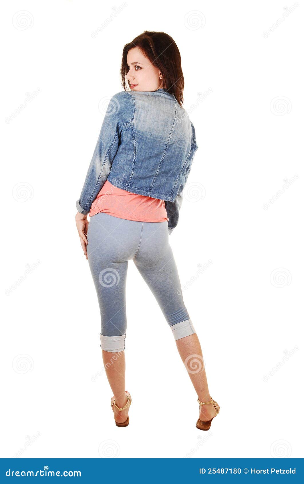 Girl from the back. stock photo. Image of denim, twenties - 25487180