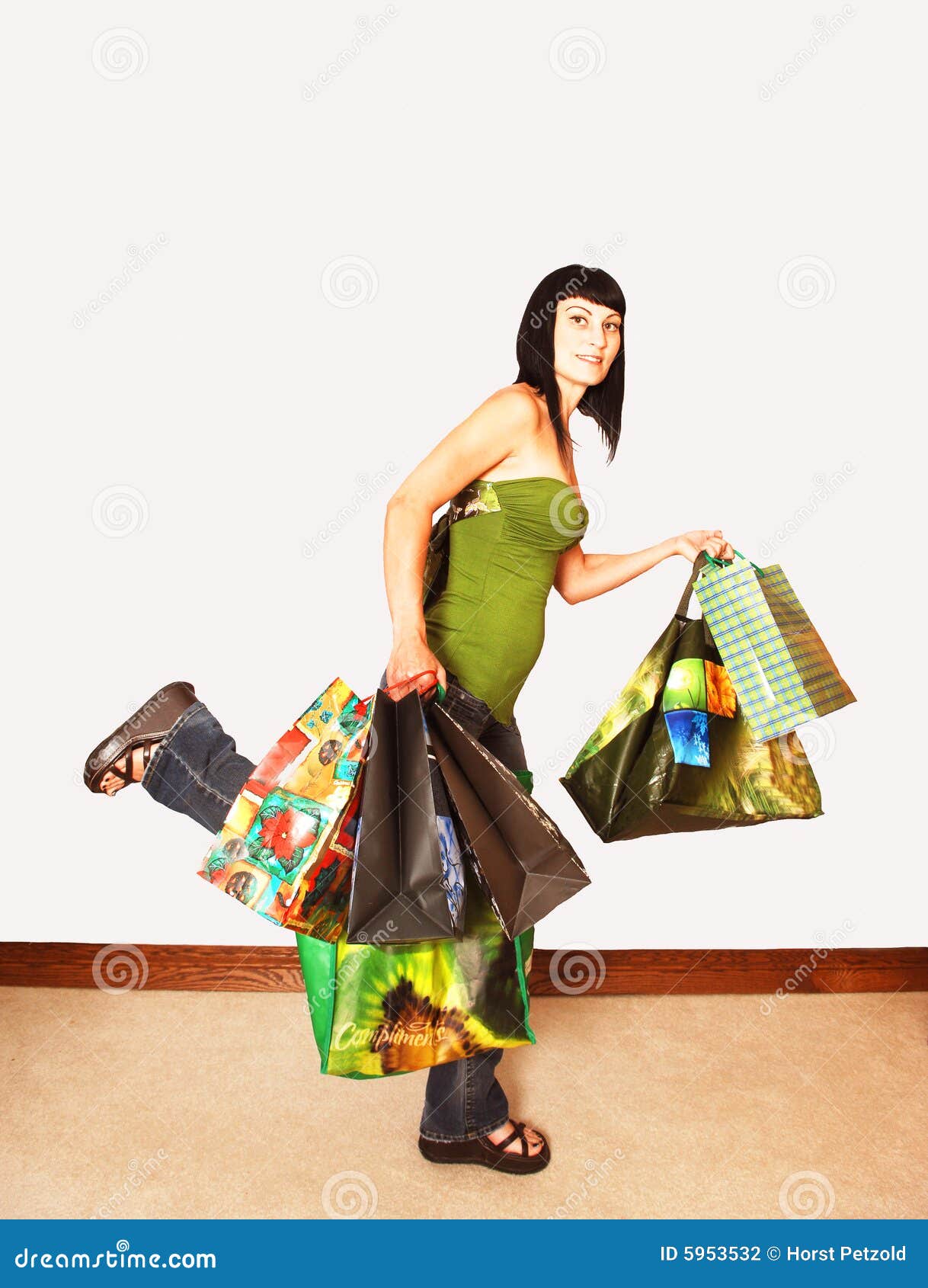 Girl back from shopping. stock photo. Image of market - 5953532