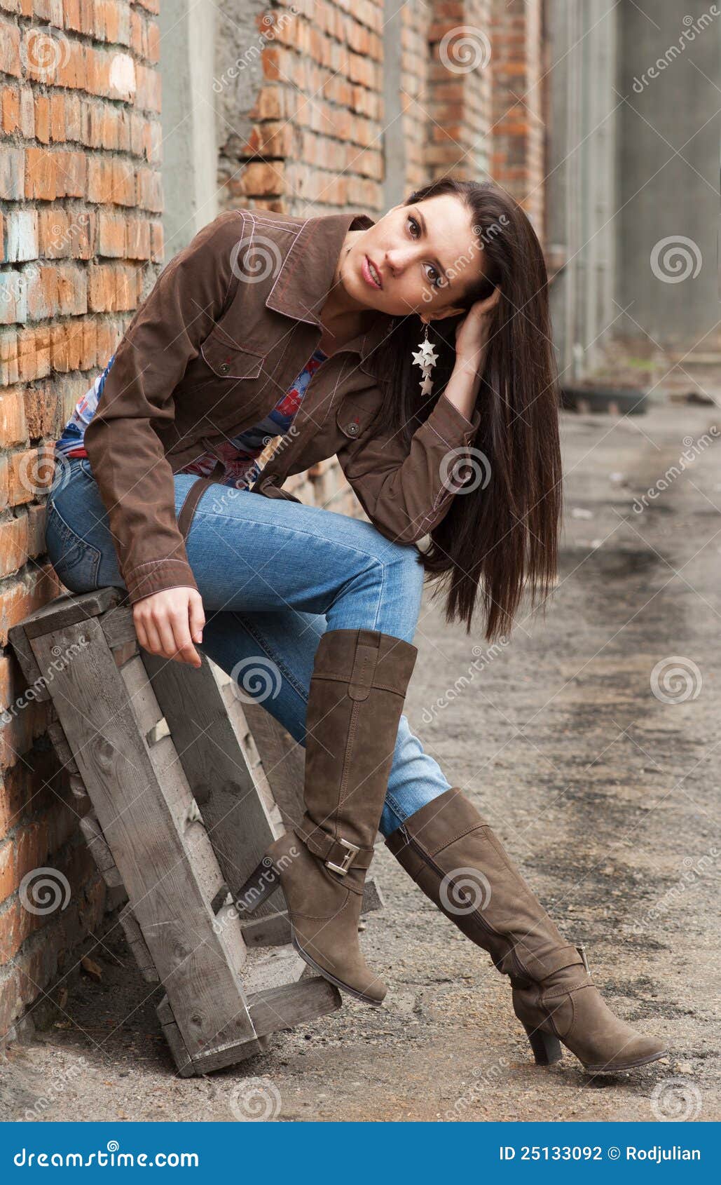 Girl on the back street stock photo. Image of brick, people - 25133092