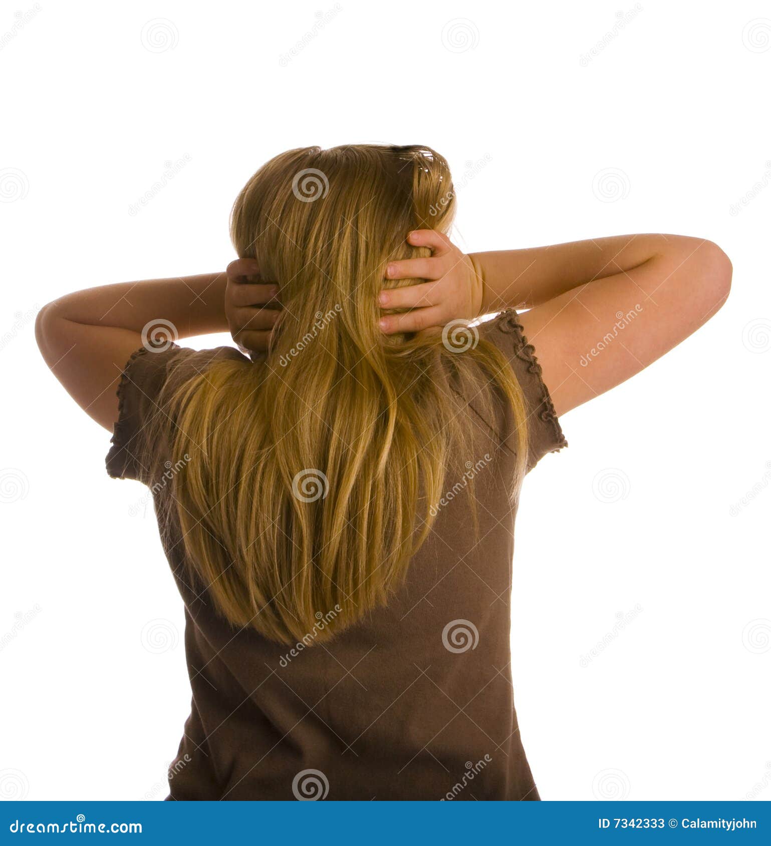 Girl Back Turned Ears Covered Stock Image - Image of autism, child: 7342333