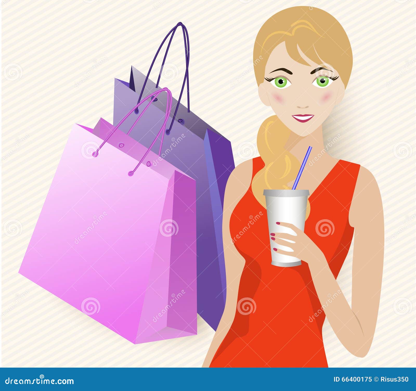 The Girl on the Background of Two Packages Stock Vector - Illustration ...