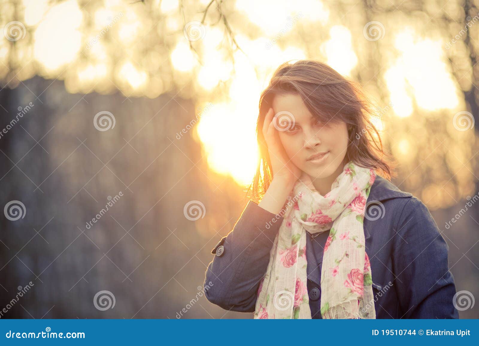 Girl in backlit at sunset stock photo. Image of rasfokus - 19510744