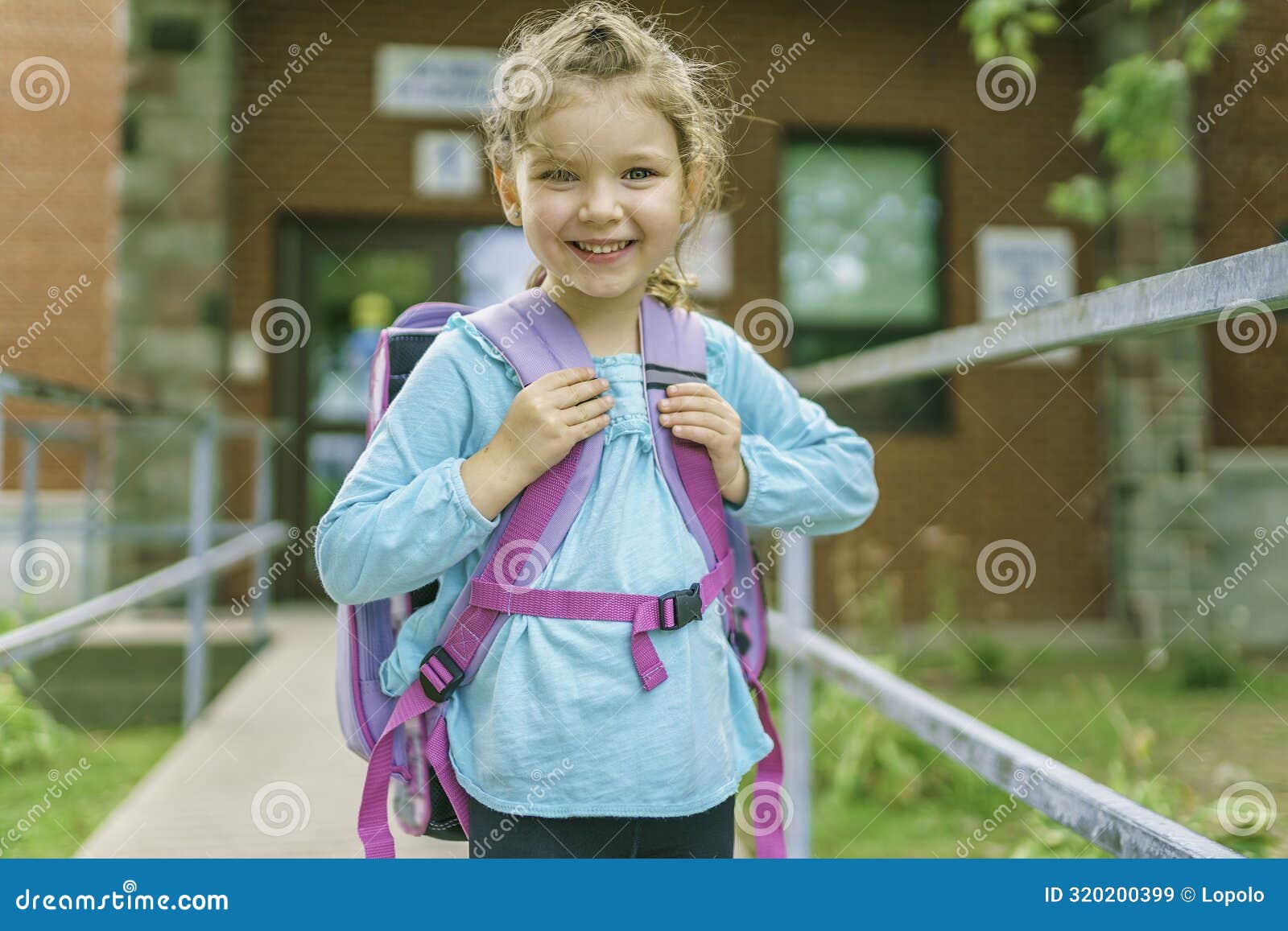 Girl with Backpack is Ready for Her First Day of School. Stock Image ...