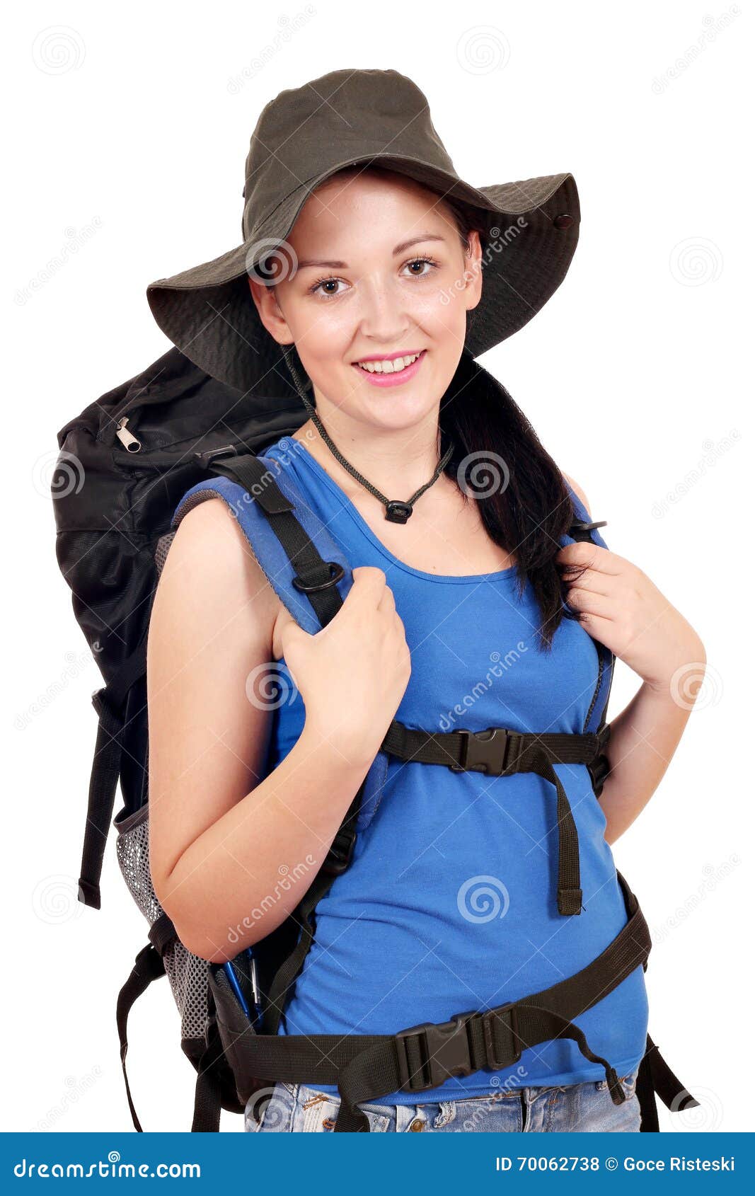 Girl with Backpack Ready for Hiking Stock Photo - Image of young ...