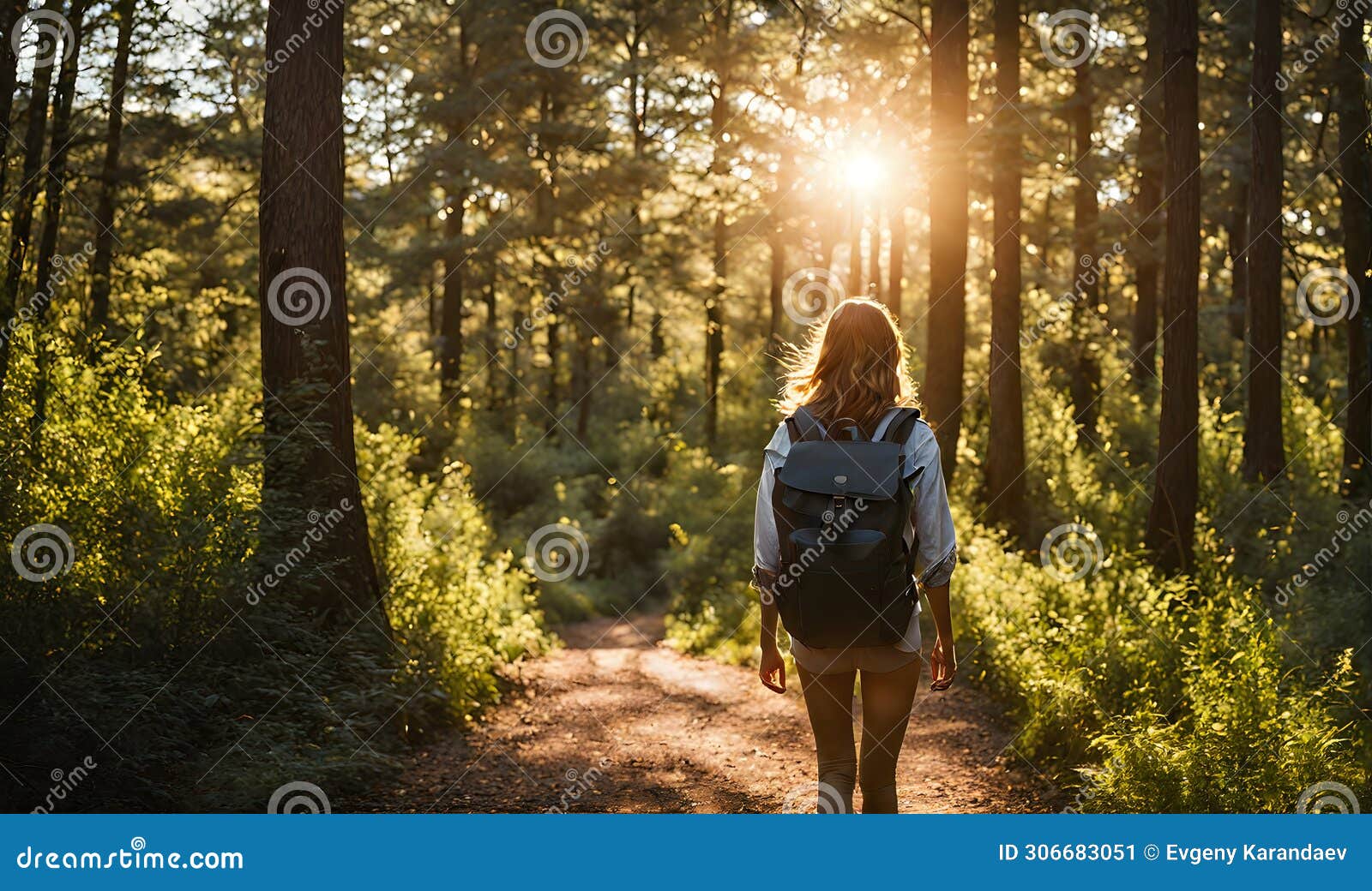 Girl With Backpack Sets Out On An Adventure, Captured Mid-stride On A ...